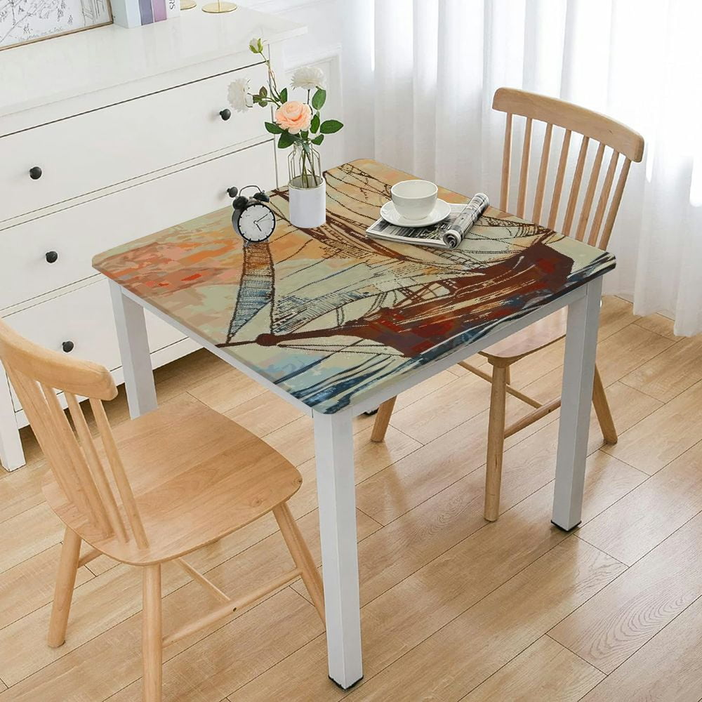 Ollo0ord Square Table Cove, Sailing Ship Floating on Wavy Ocean Sketch ...