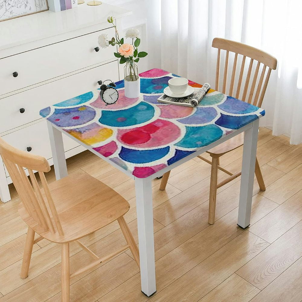 Ollo0ord Square Table cove, Circles with Pastel Watercolors Pattern ...