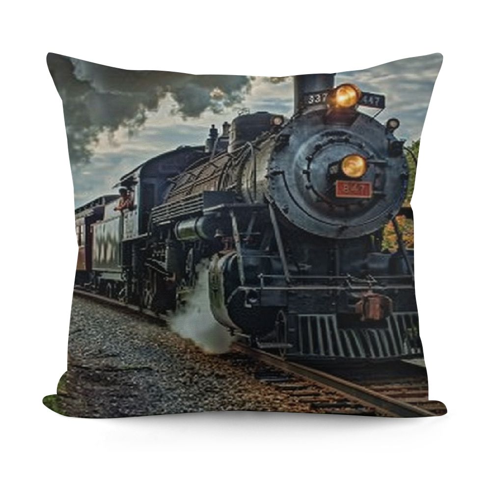 Ollo0ord Throw Pillow Cushion Cover, Vintage Locomotive in Countryside ...