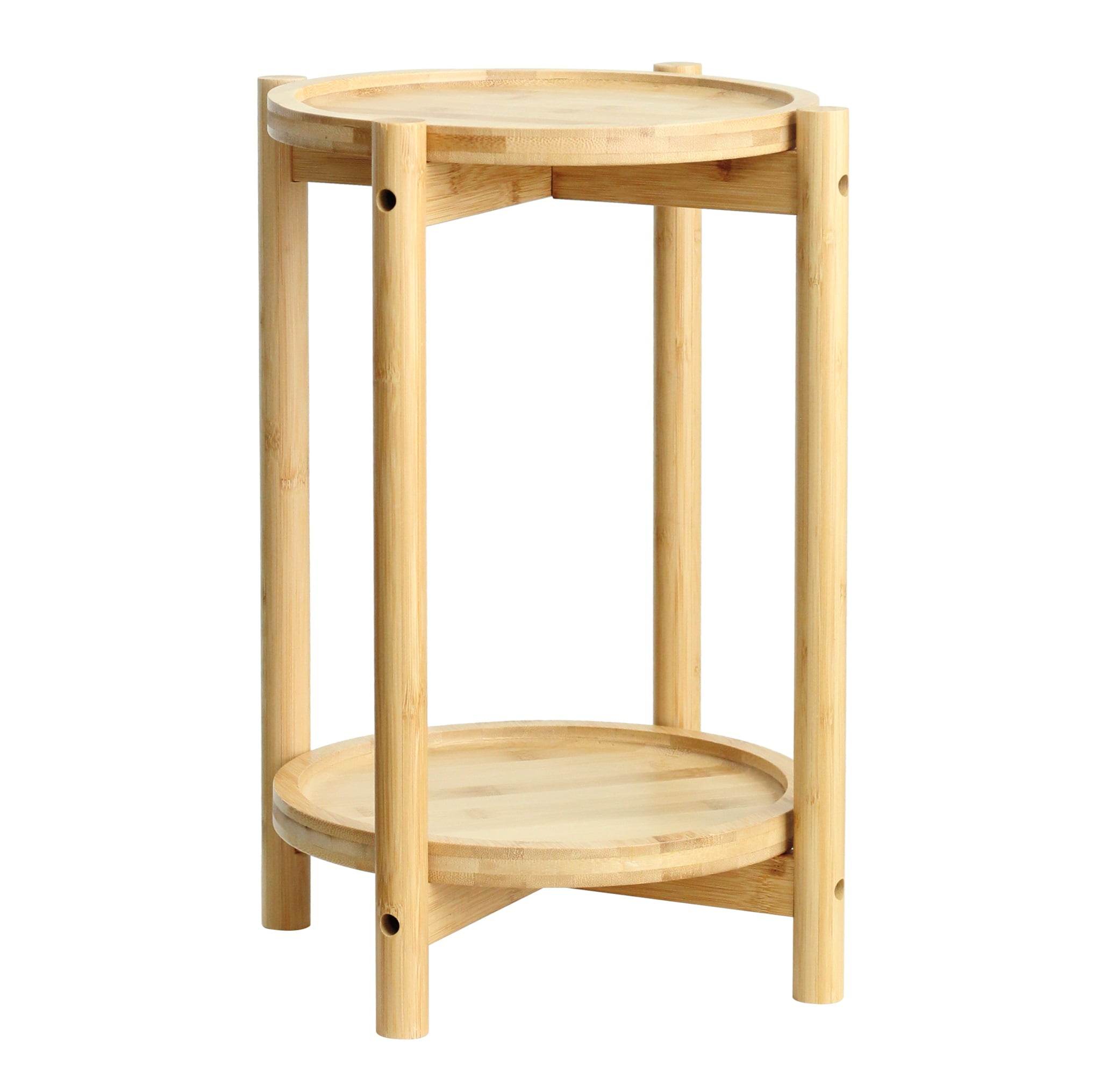 Olly & Rose Bamboo Stand - 2 Tier Plant Stand 12 Inch Diameter Wood ...
