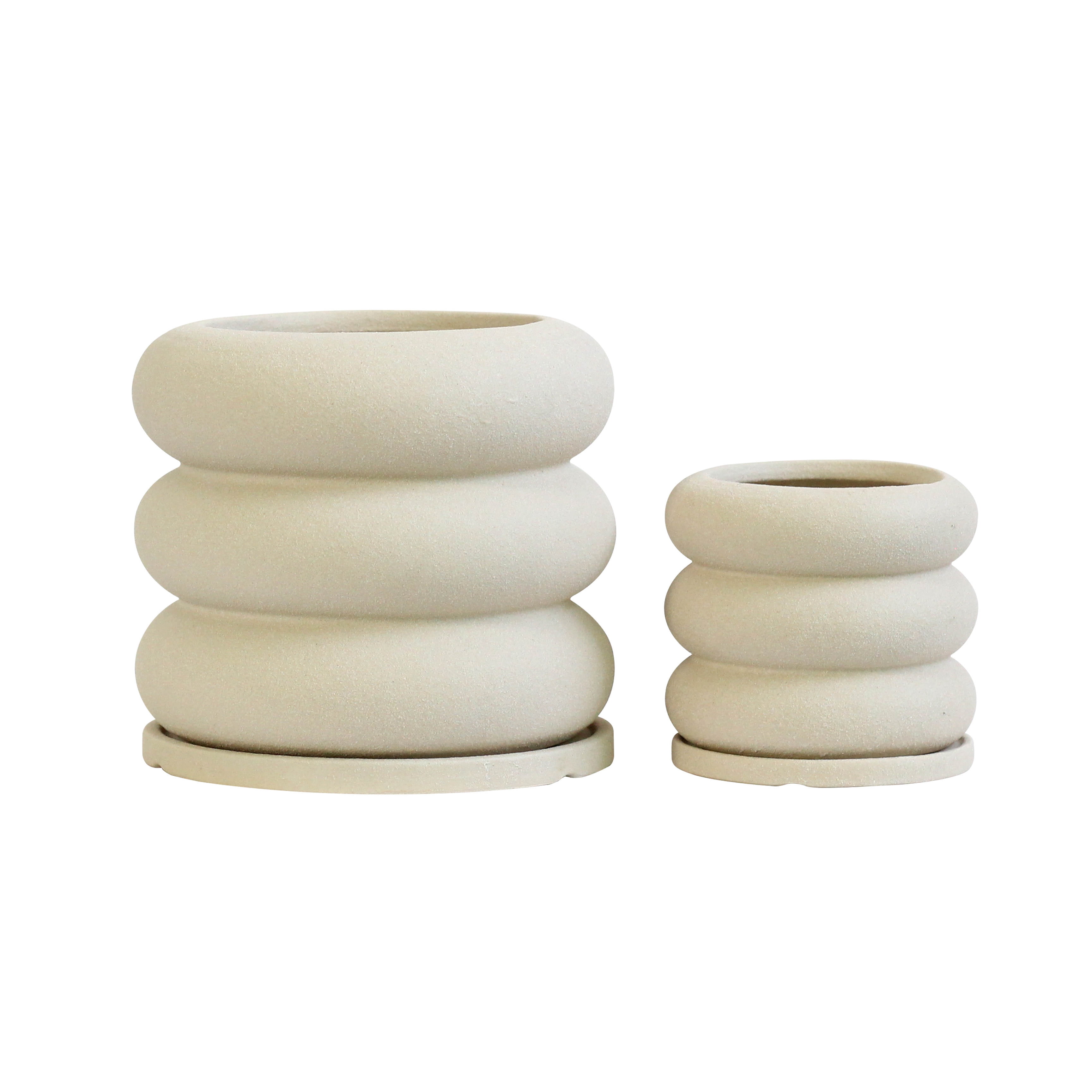 Olly & Rose Bubble Planter Sand Glaze Ceramic Cream Ivory Set 2 Cream ...