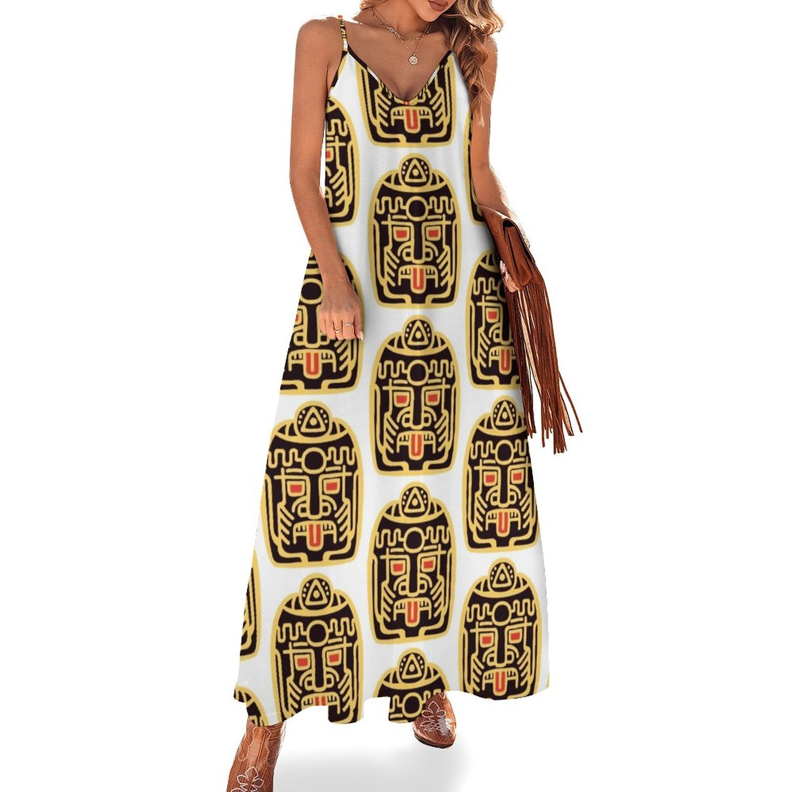 Olmec Sleeveless Dress Woman clothes beach outfits for women - Walmart.com