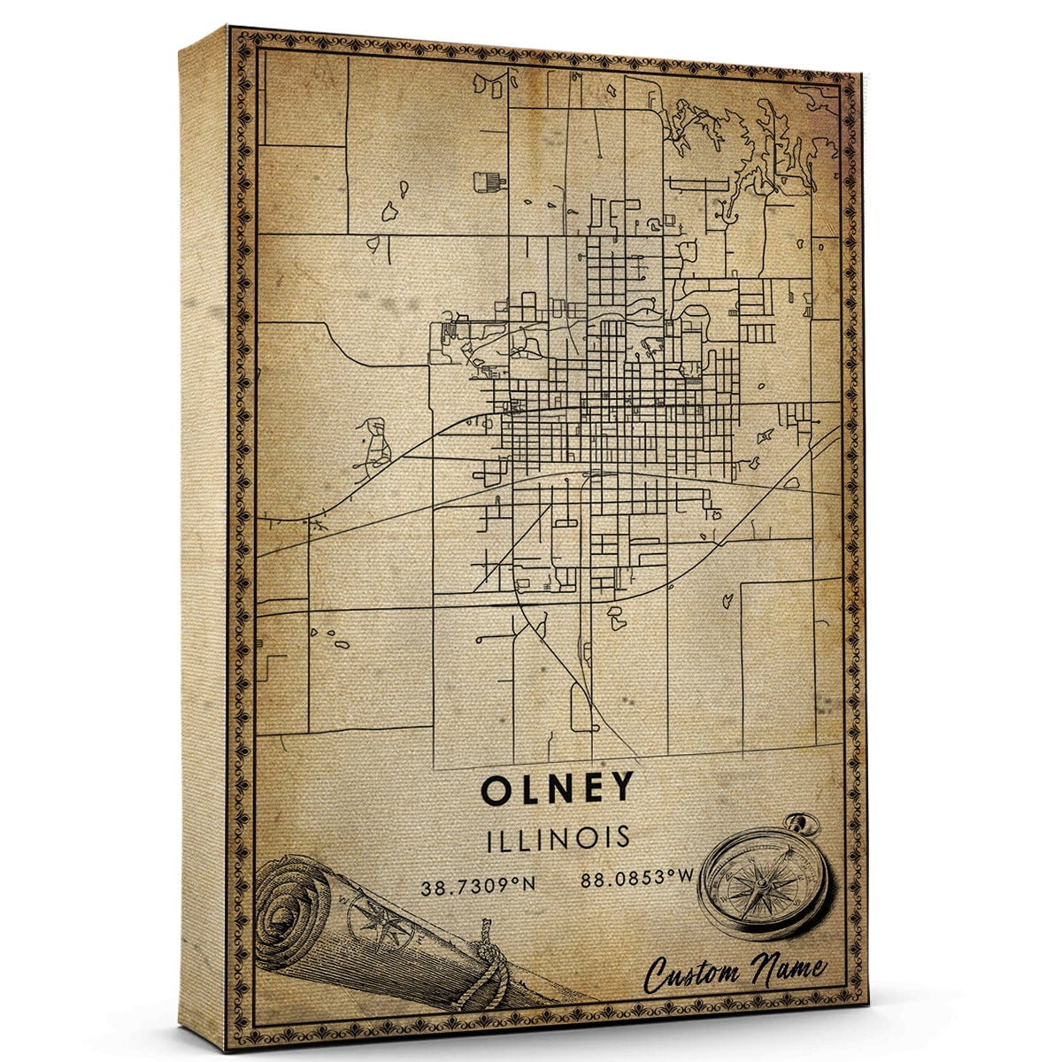 Olney Map Poster, Illinois Map Art Poster, Canvas, Olney map vintage ...