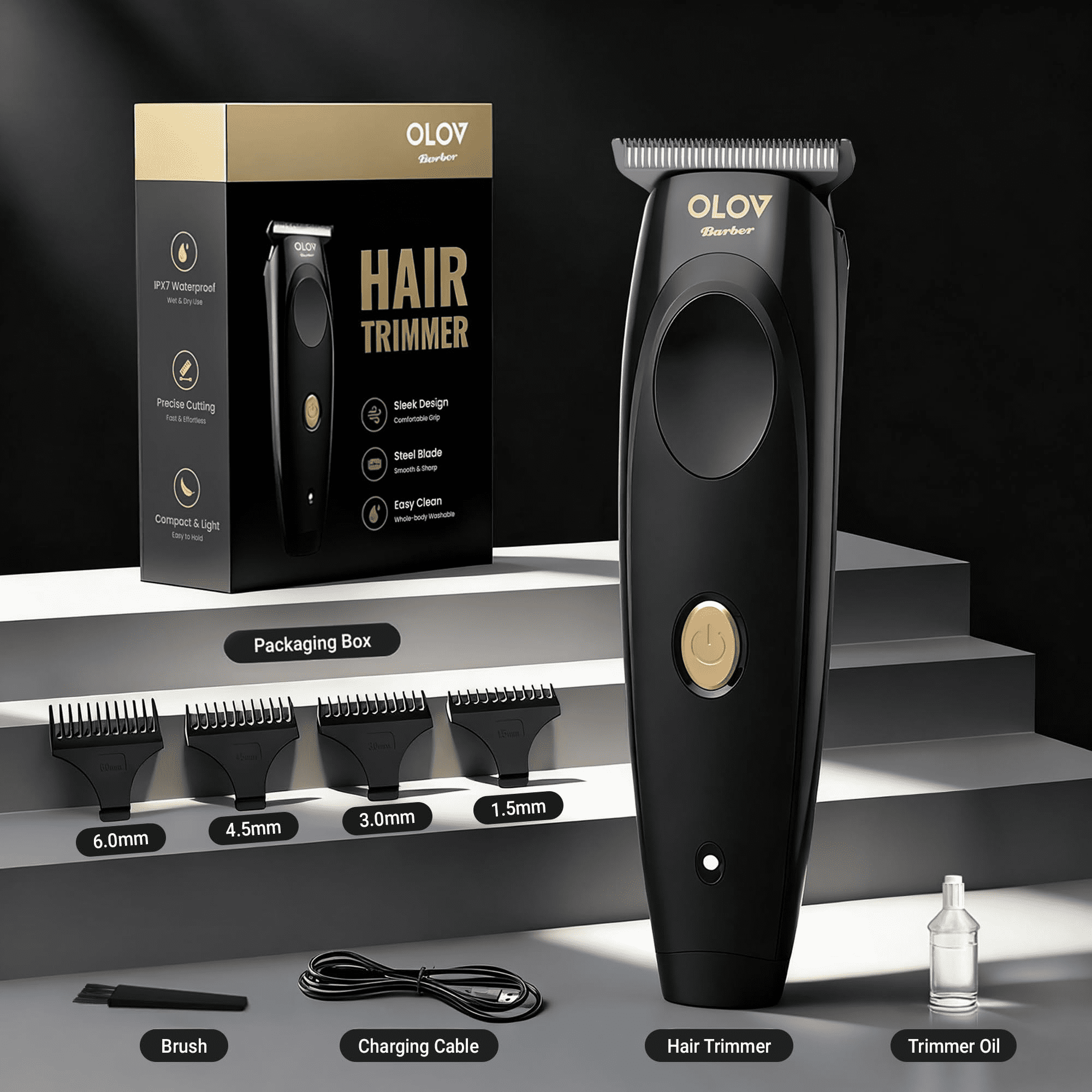 Olov Portable Electric Hair Trimmer Wide Cutting Blade Non-slip Handle ...