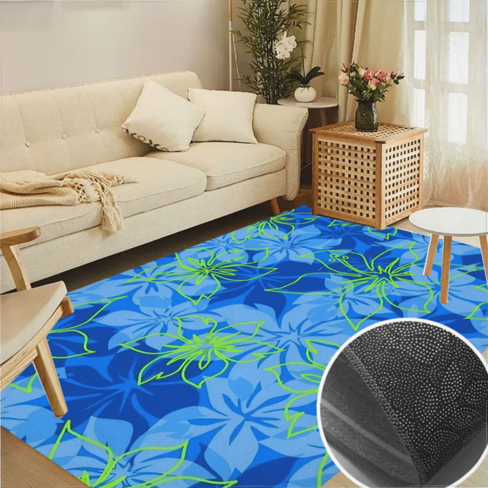 Olowalu Hibiscus Hawaiian Aloha Blue And Lime Adult Home Decor Bedroom ...