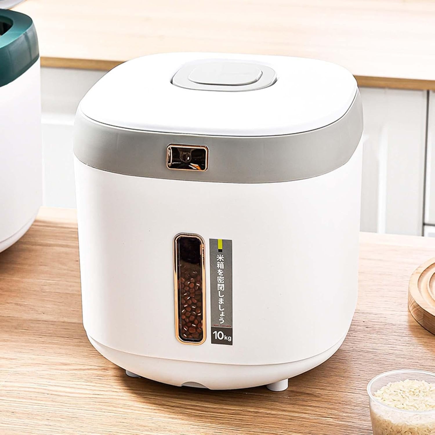 Olpad Airtight Cereal Dispenser Rice Bucket Built in Spice Box for Home ...