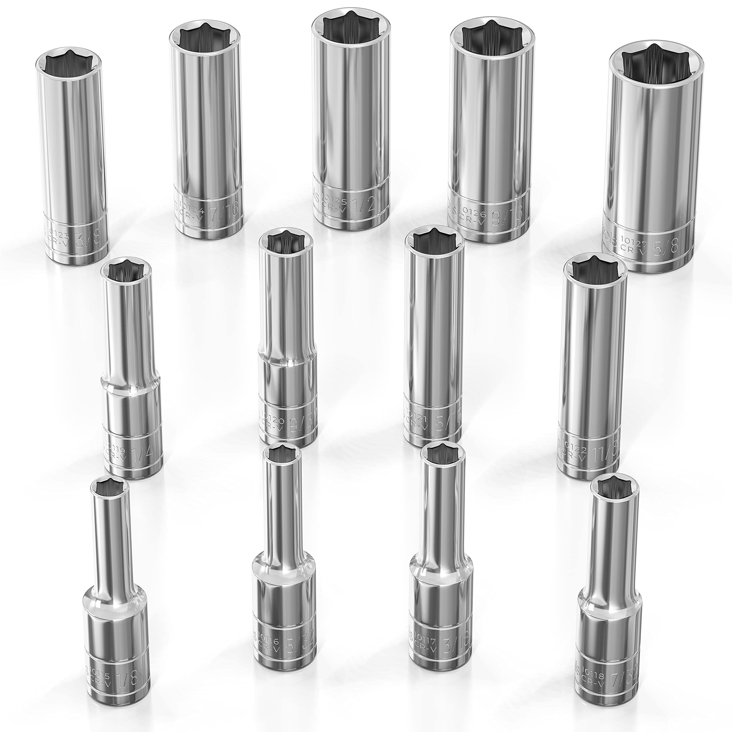 Olsa Tools SAE Socket Set (13pc) | 1/4-Inch Drive | 6-Point Deep Socket ...