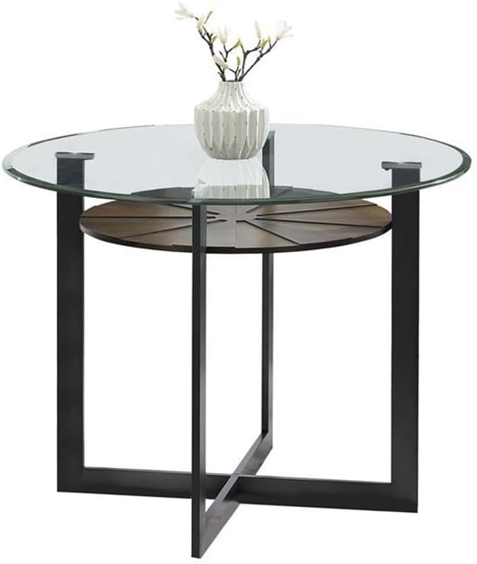 Olson Dark Gray Round Glass Counter Height Dining Table - Walmart.com