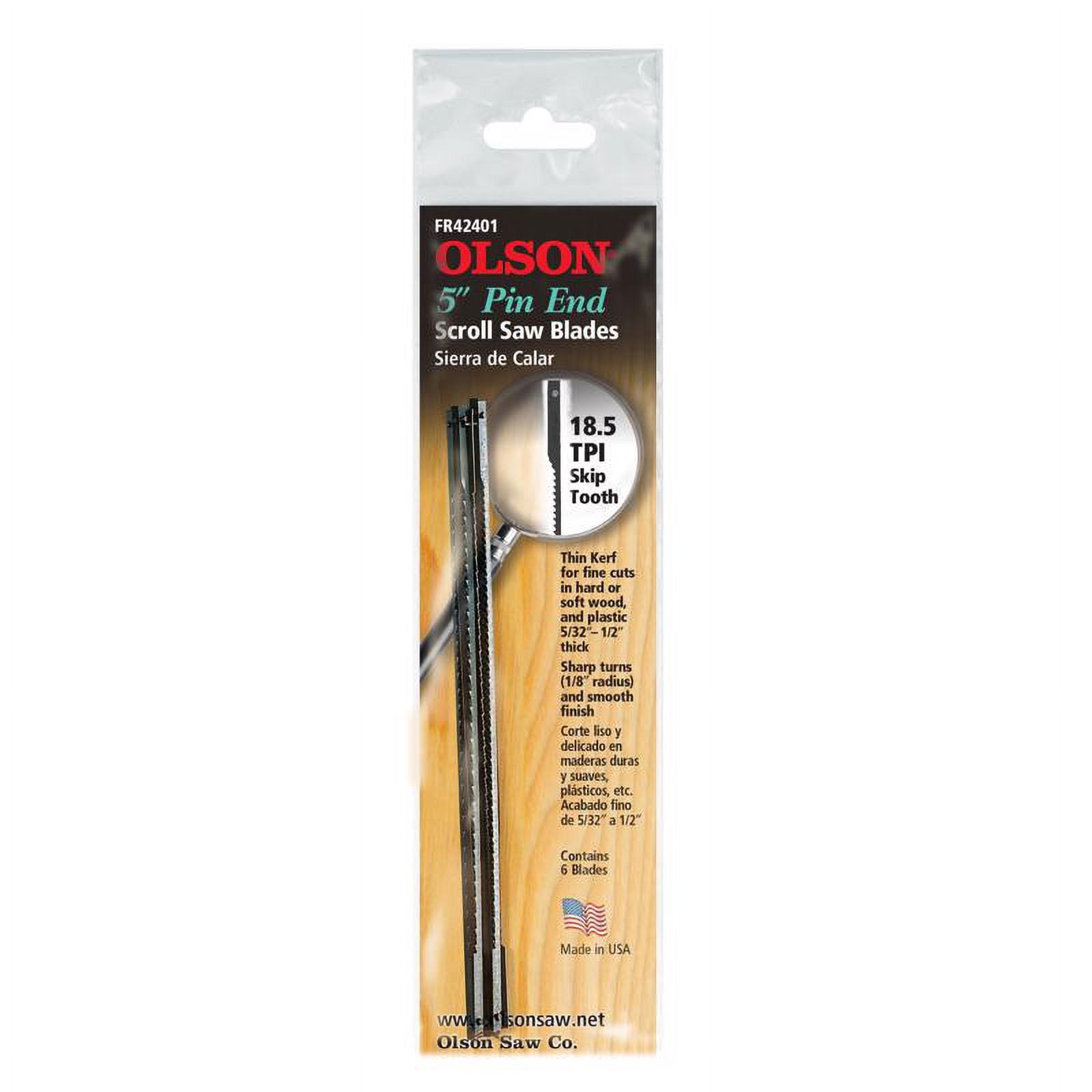 Olson Saw 42401 Pin End Scroll Saw Blade, 18.5 TPI - Walmart.com