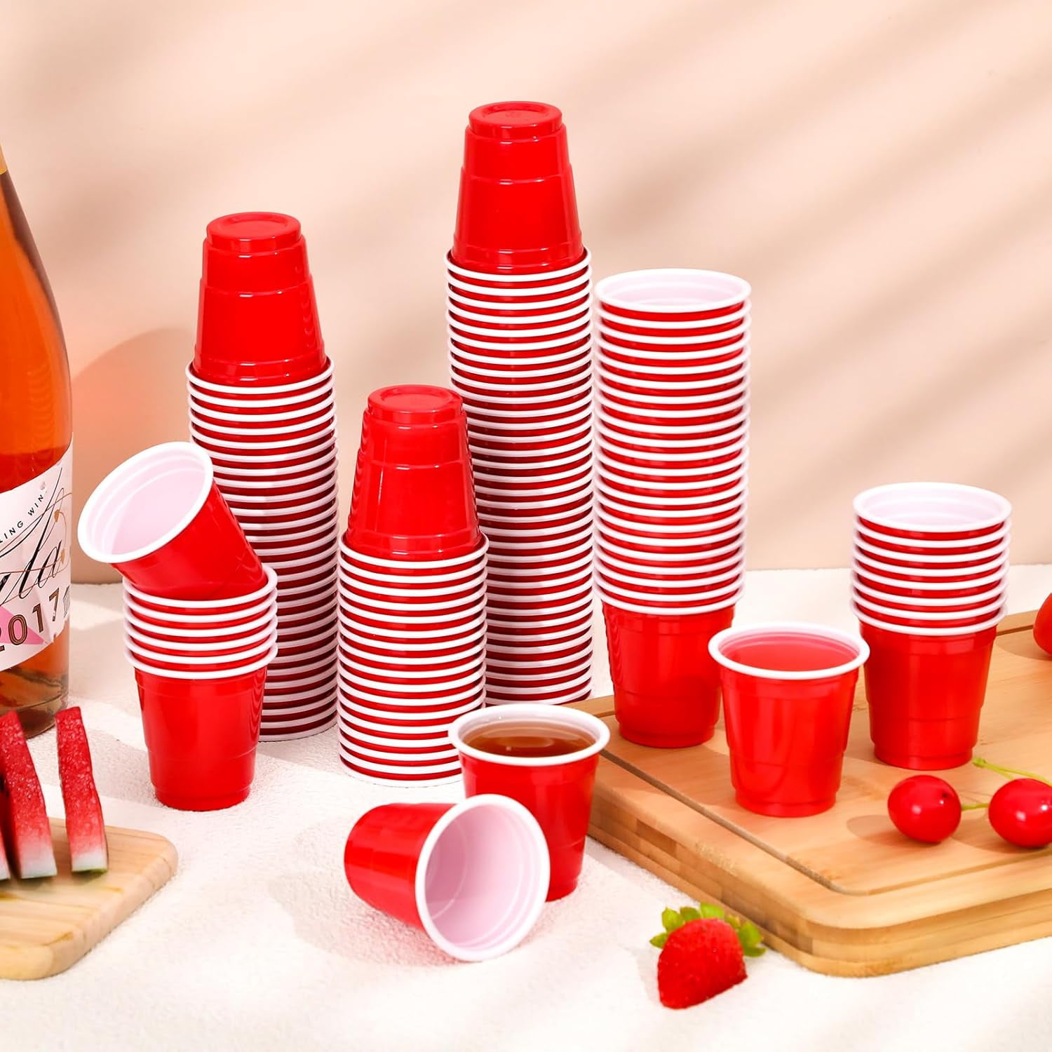 Olurrisa 150PCS 2oz Plastic Red Disposable Shot Cups, Mini Plastic Cups ...