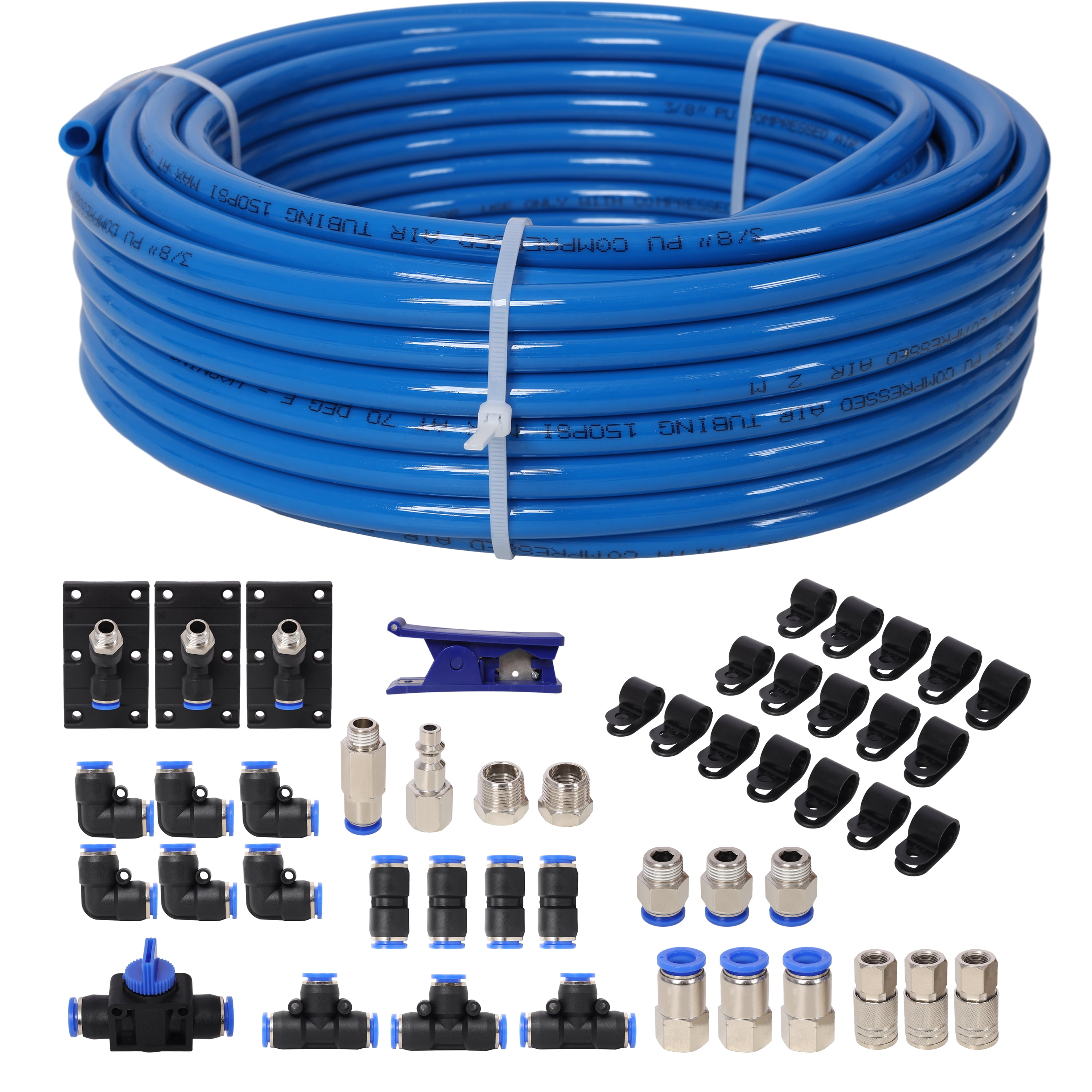 Olurrisa 3/8"x60ft Starter Air Compressor Kit - 17 Clamps & 6 Elbows ...