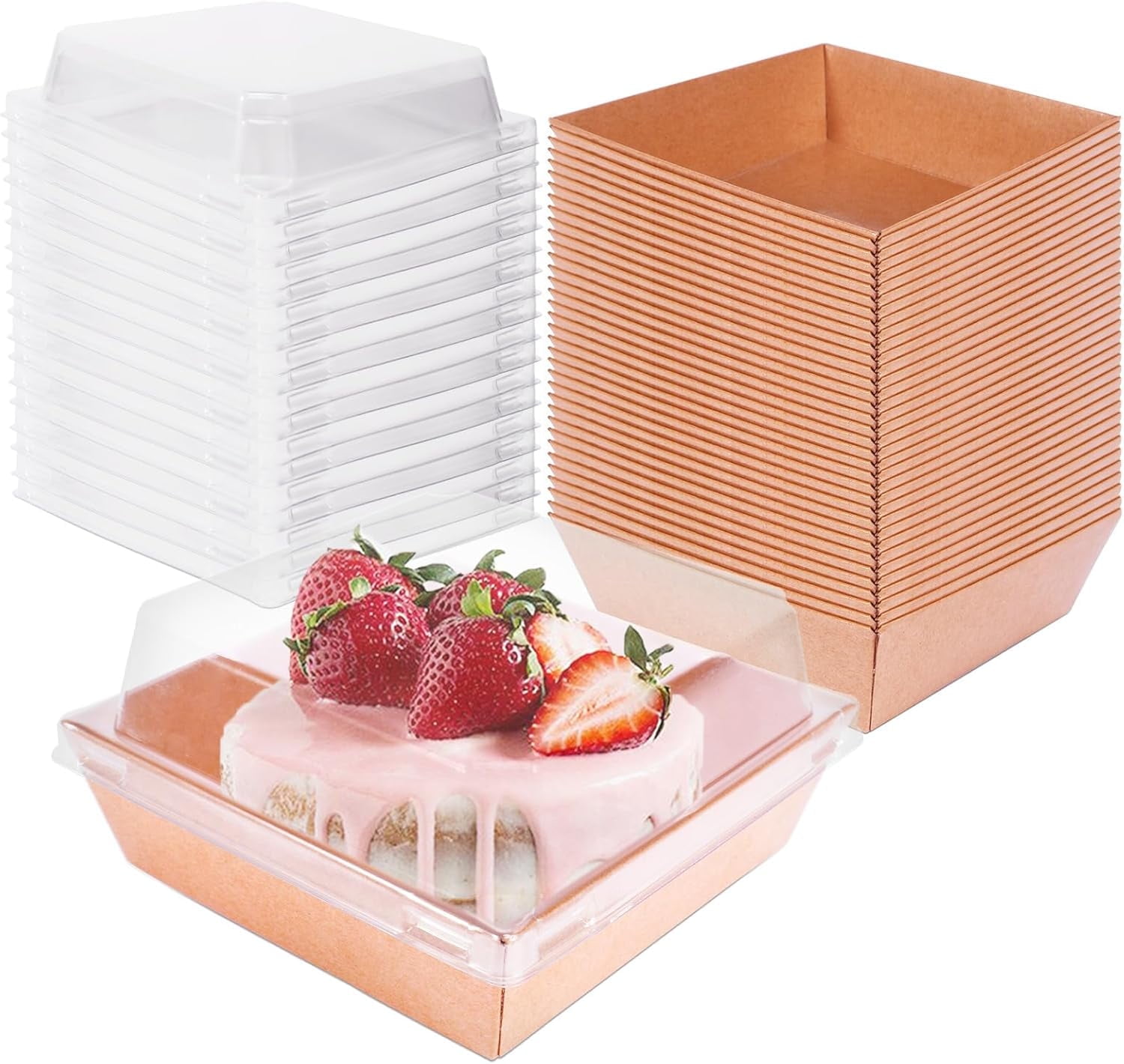 Olurrisa 50 Pack Charcuterie Boxes with Clear Lids - 4 Inches Square ...