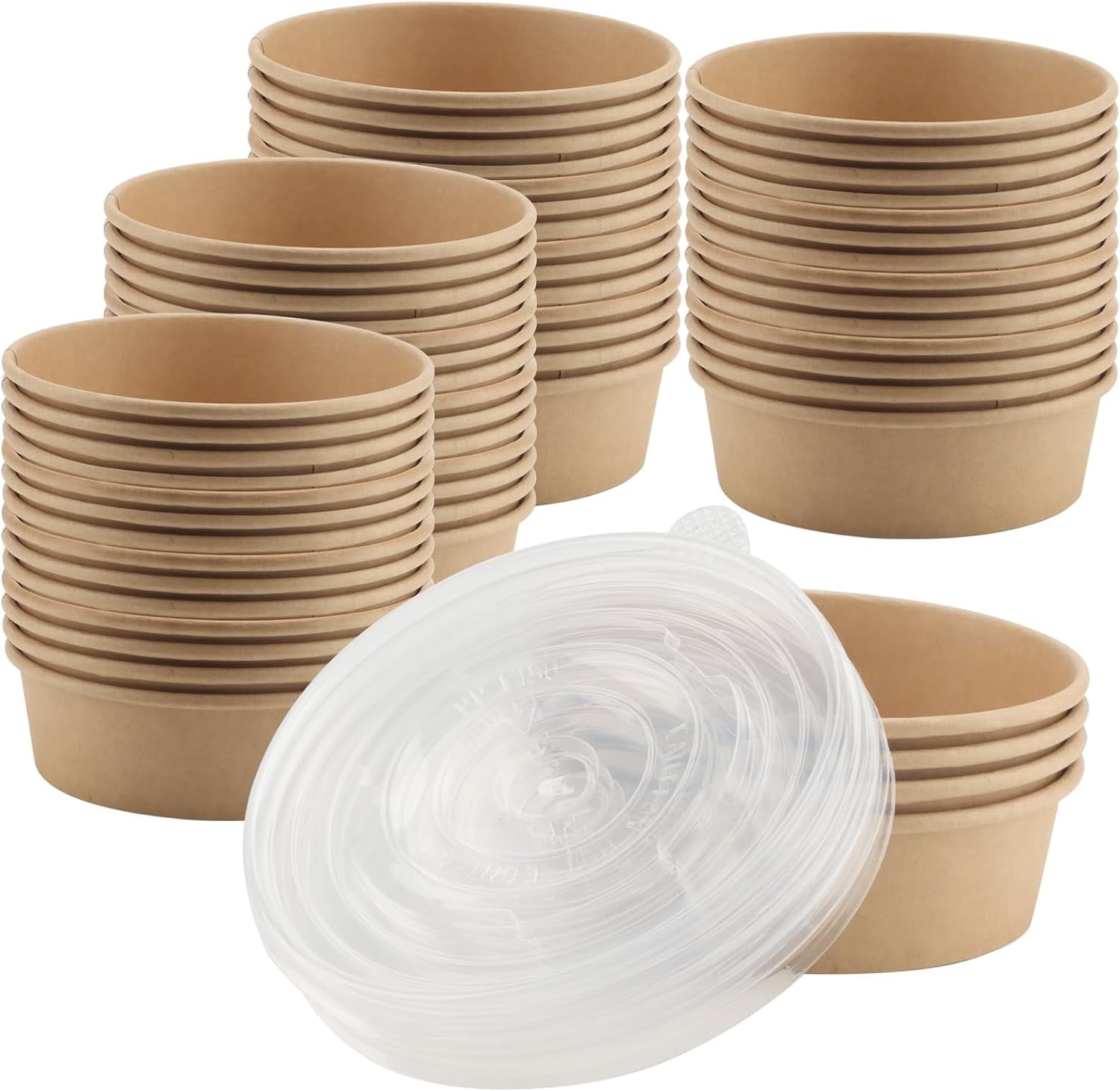 Olurrisa 50 Pack Large Paper Bowls 25oz Disposable Kraft Soup Bowls ...
