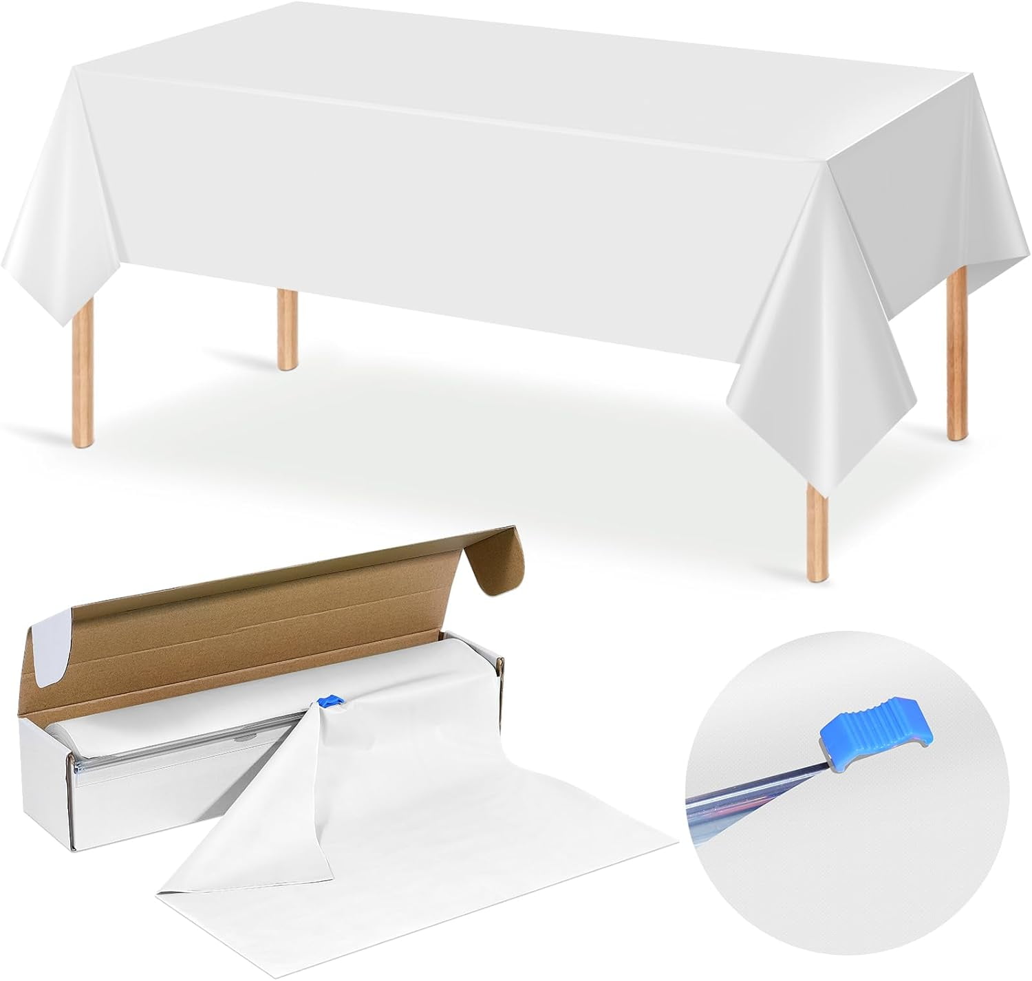 Olurrisa 54 Inch×100 Feet White Tablecloth Roll Disposable Rectangle ...