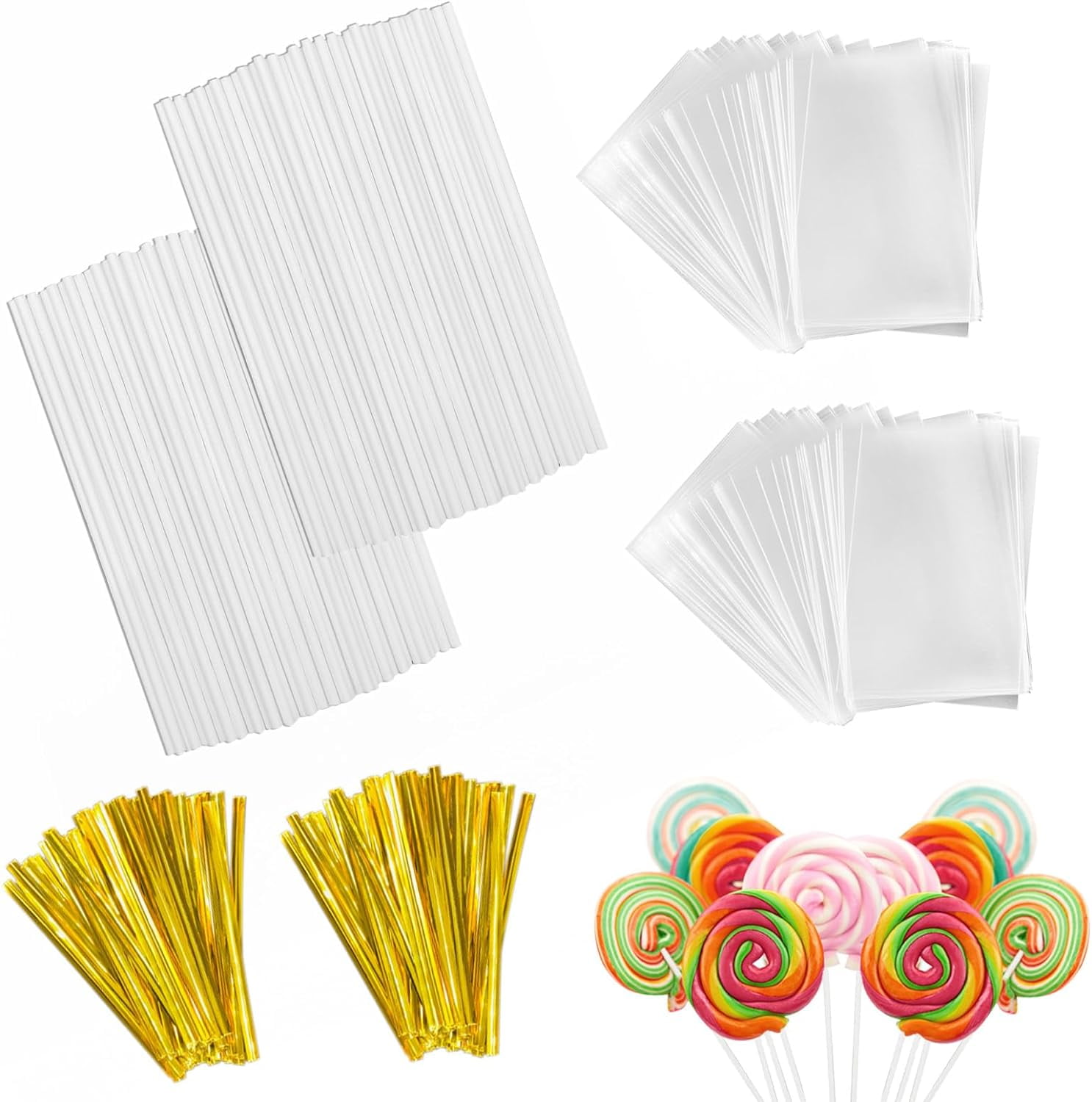 Olurrisa 600Pcs Lollipop Stick - Cake Pop Sticks and Wrappers Kit Cake ...