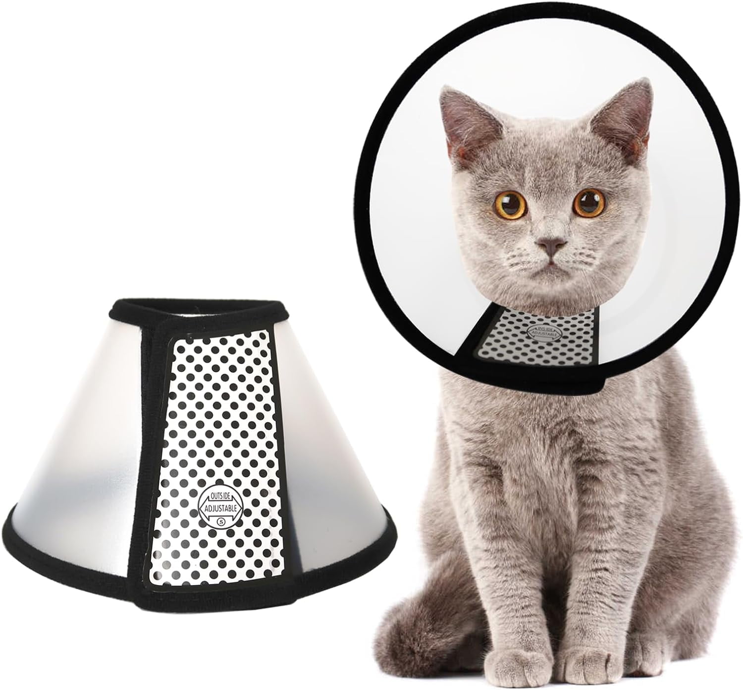 Olurrisa Cat Cone,Plastic Dog Cone Comfy Elizabethan Collarfor Small ...