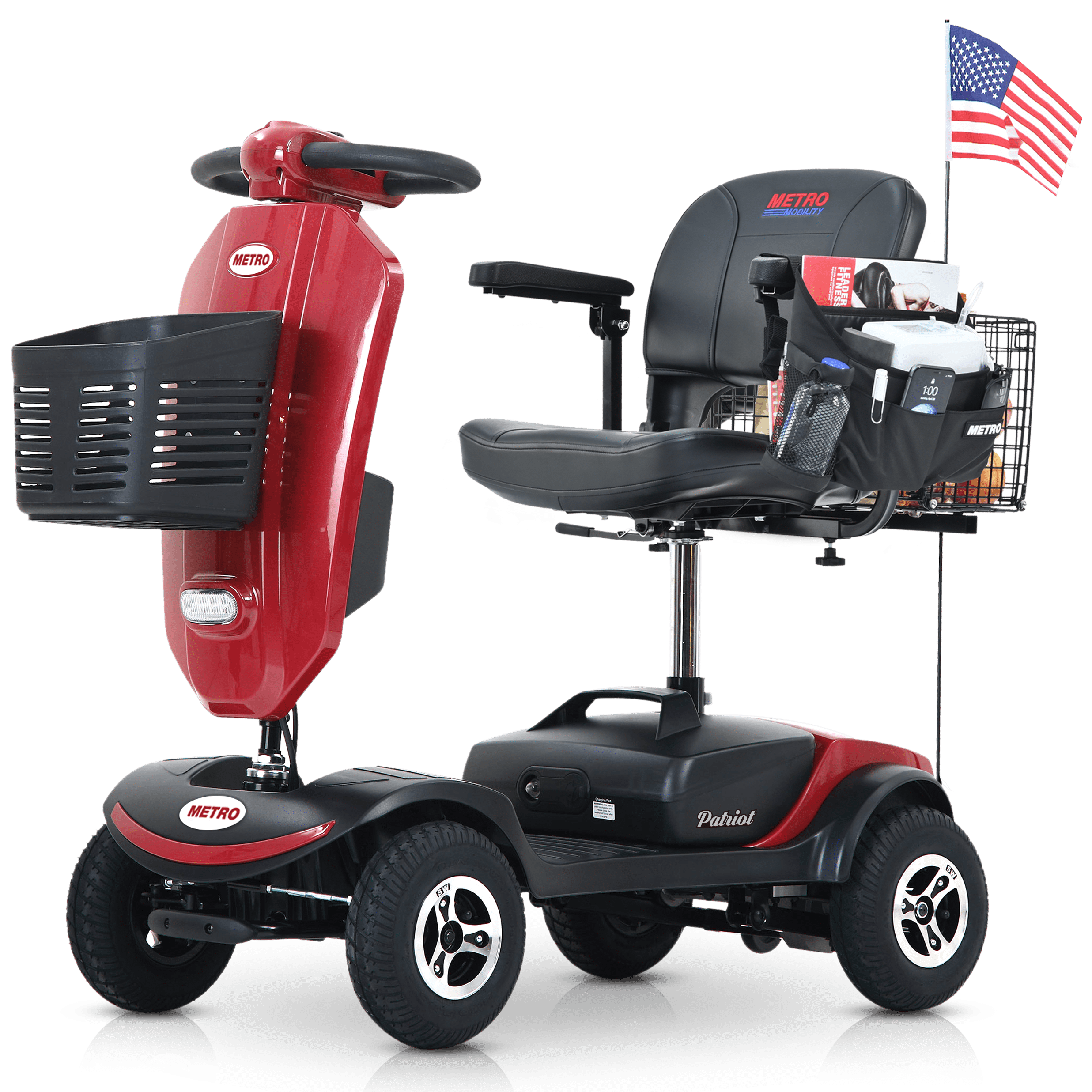 Olurrisa Complete Mobility Scooter Kit Black+Red with Windshield, 300W ...