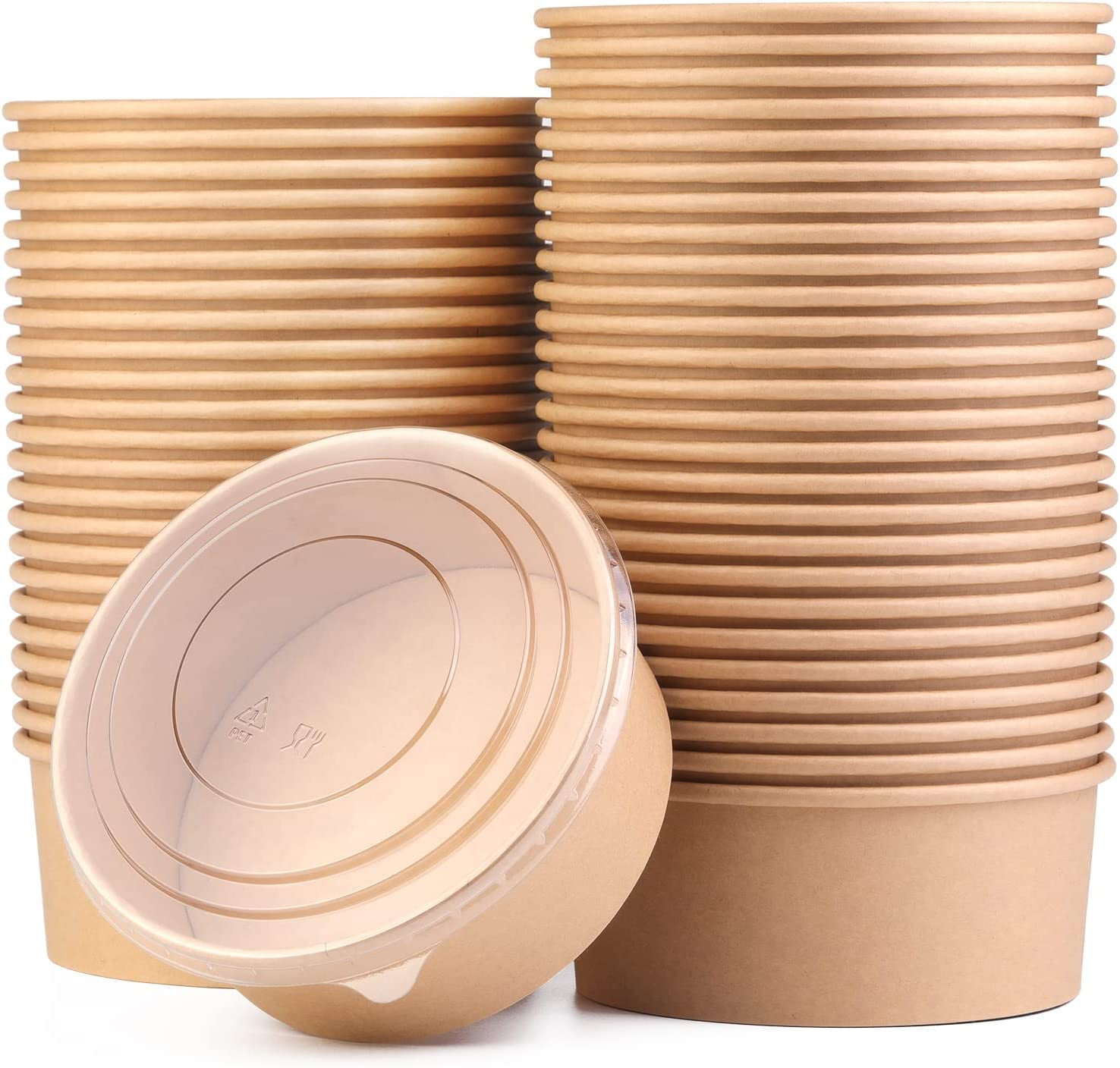 Olurrisa Large Kraft Bowls 37oz 50Pcs, Disposable Paper Salad Bowls ...