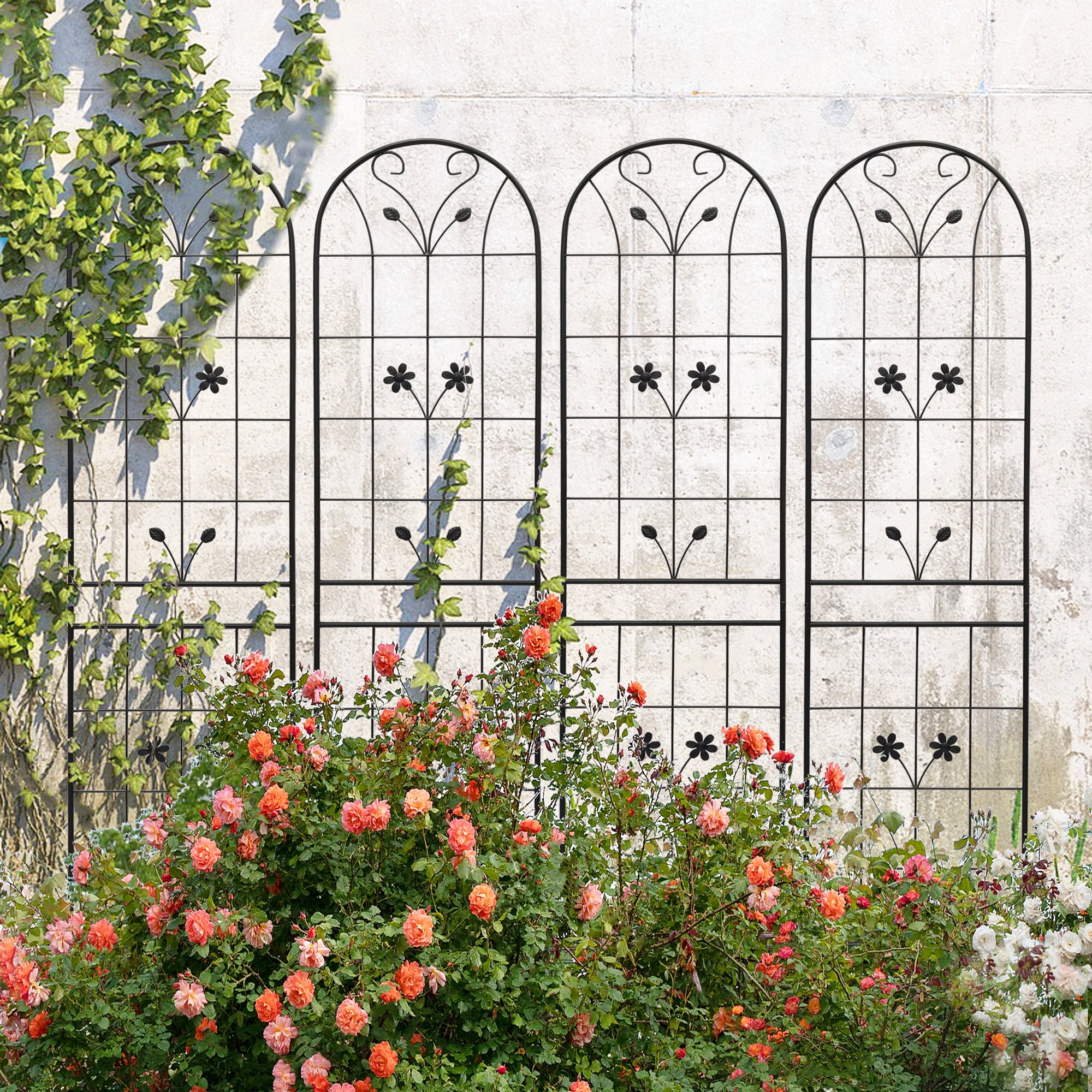 Olurrisa Multi-Use 4-Pack Iron Trellis Panels (86.7" Height) - Assemble ...