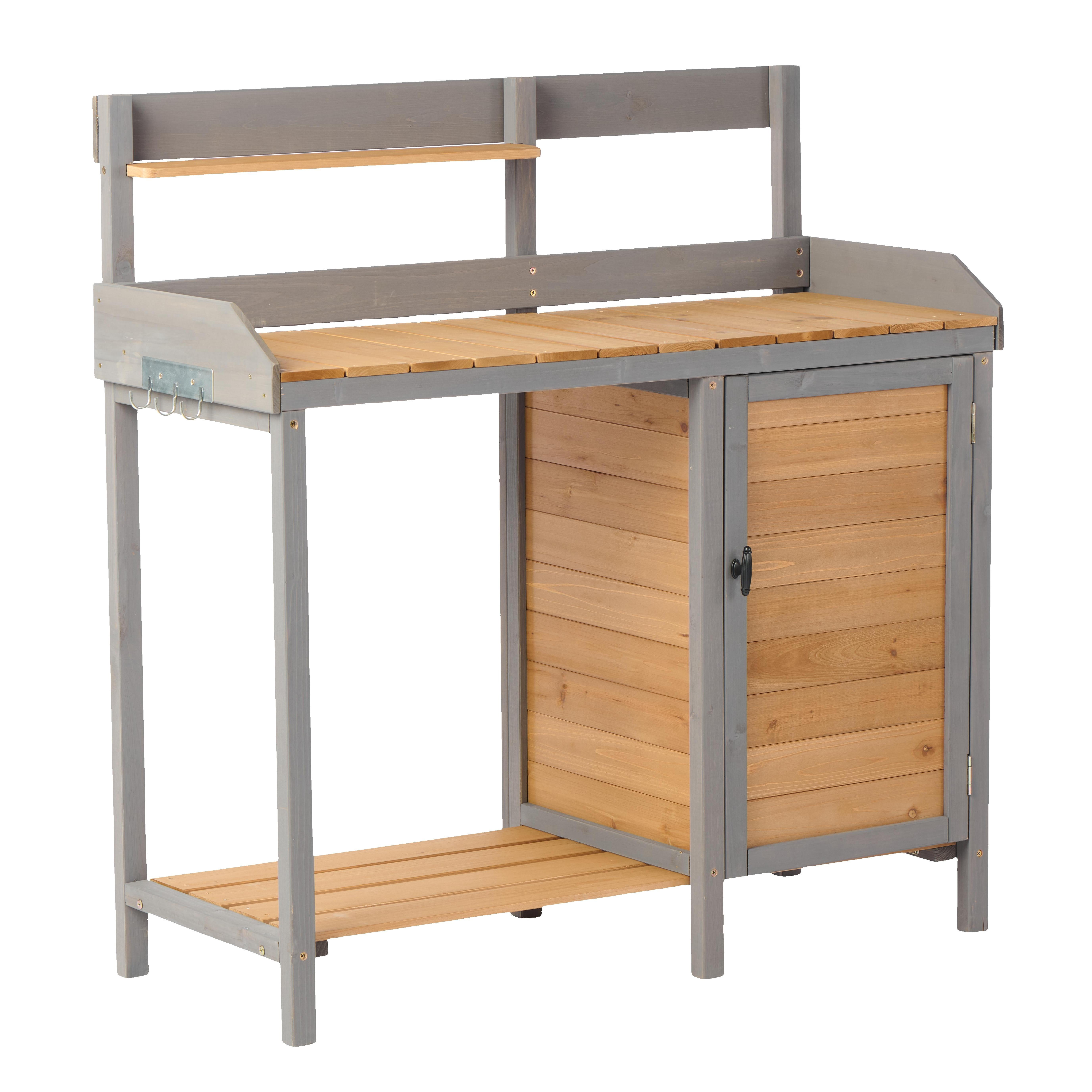 Olurrisa Solid Wood Outdoor Potting Bench with Cabinet – Durable ...