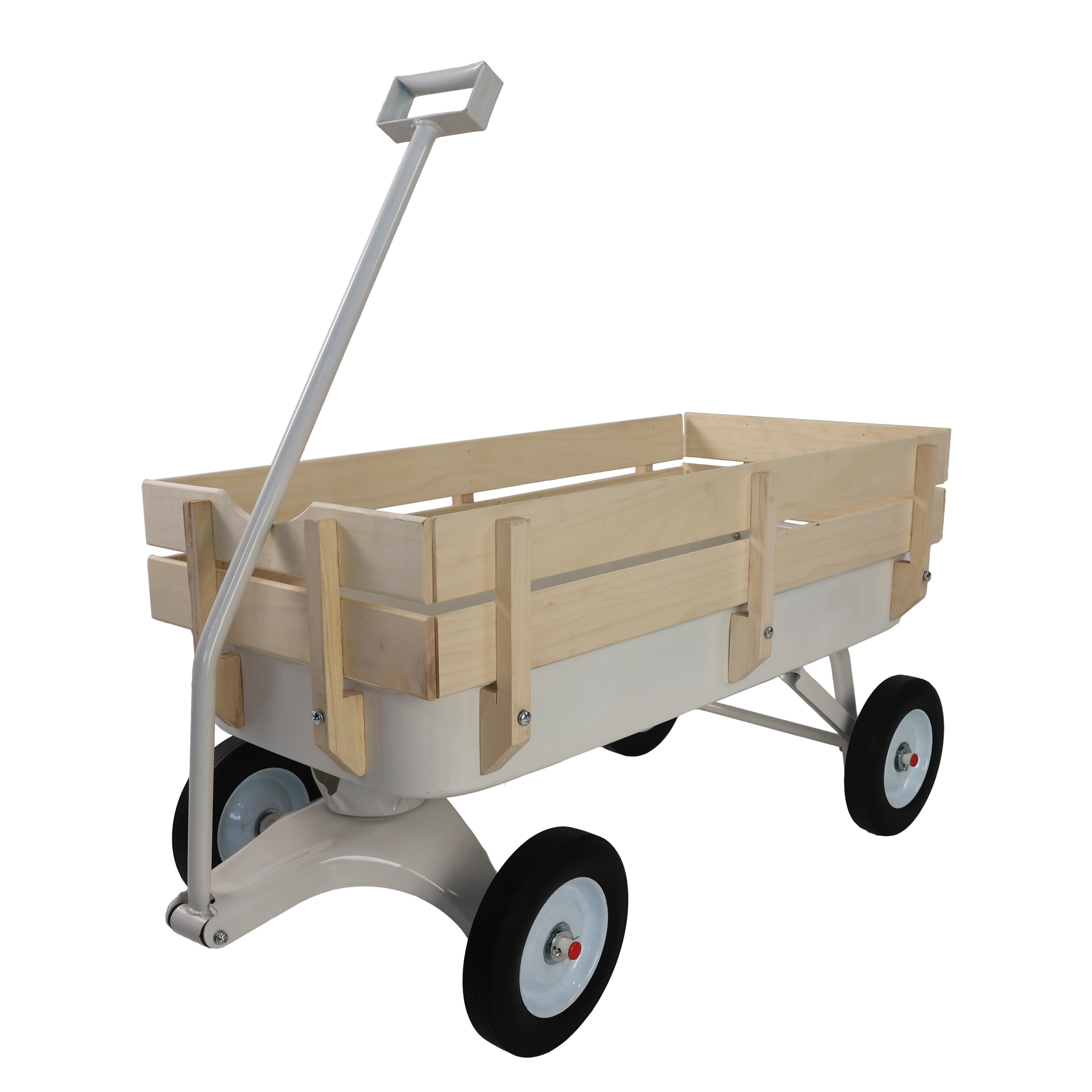 Olurrisa White & Wood Garden Wagon Cart with Removable Sides & Folding ...