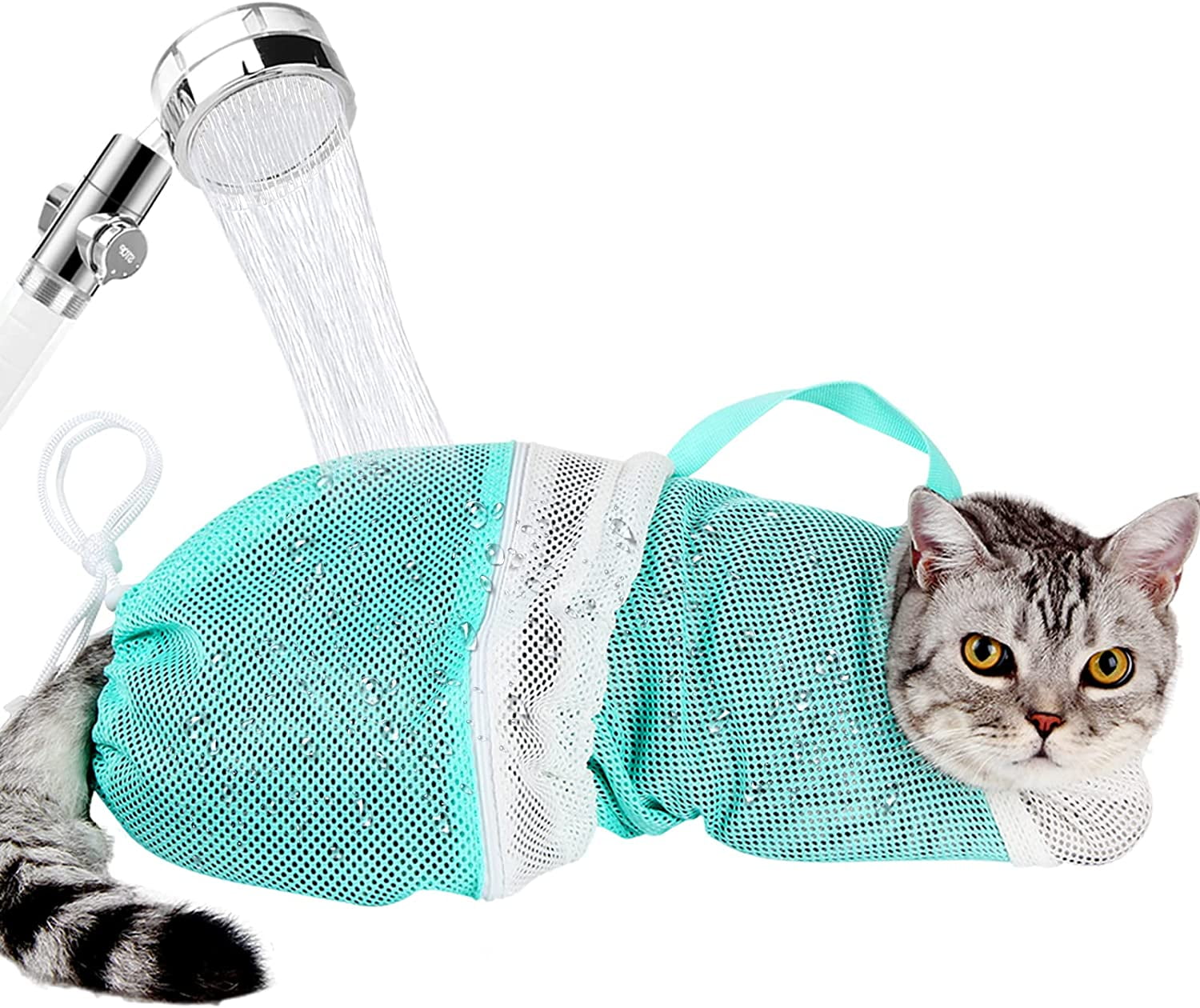 Olurrsia Cat Bathing Bag Adjustable Cat Grooming Net Bag Anti-bite ...