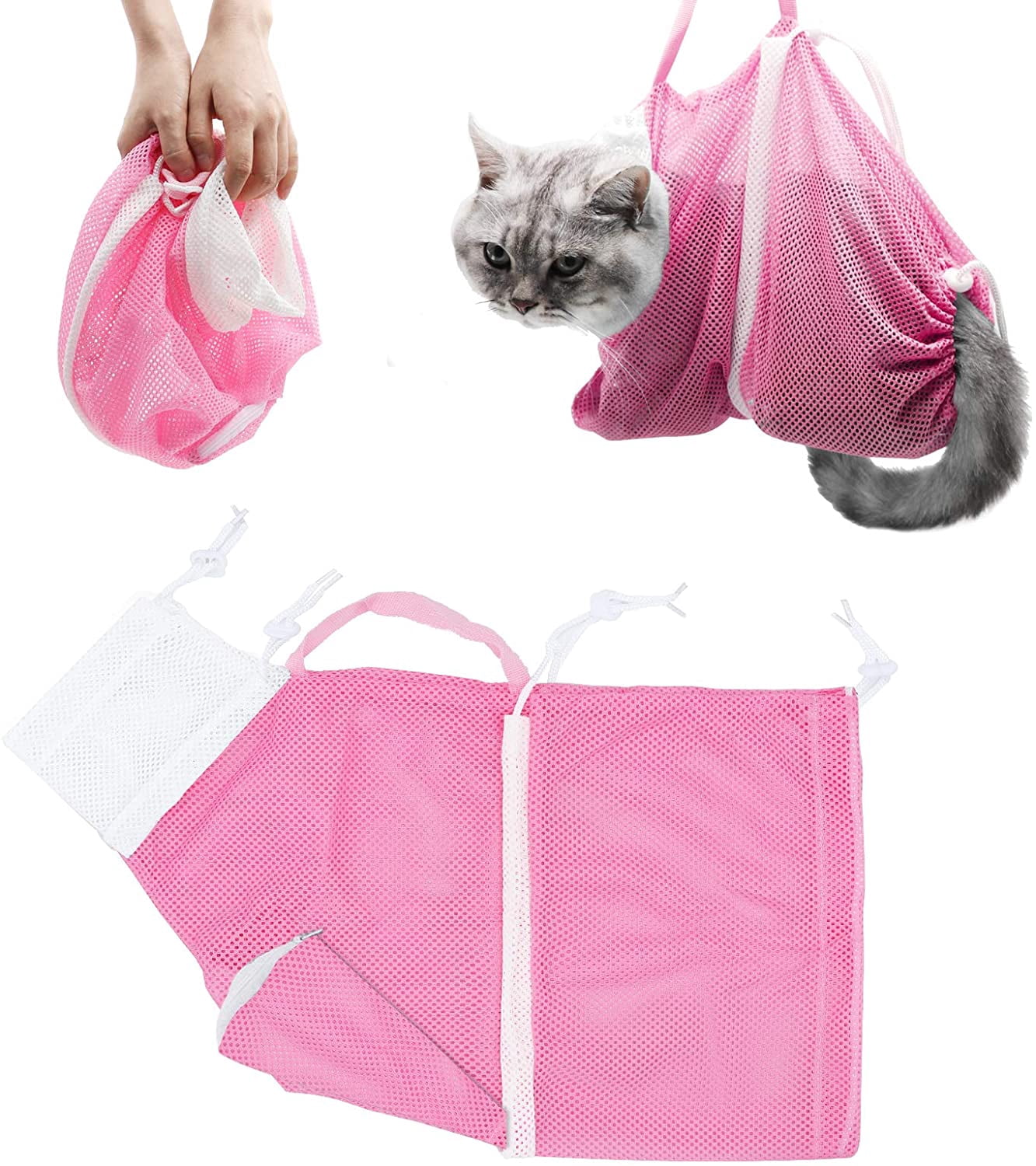 Olurrsia Cat Bathing Bag, Multifunctional Adjustable Cat Grooming Bag ...