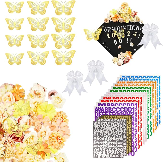 Olutacot 142 Pcs Handmade Graduation Cap Decoration Kit DIY Graduation ...