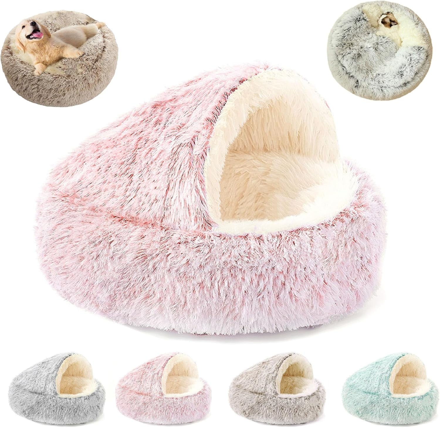 Olvys Cozy Cocoon Dog Bed, Cozy Cocoon - Pet Bed, Hooded Calming Plush ...