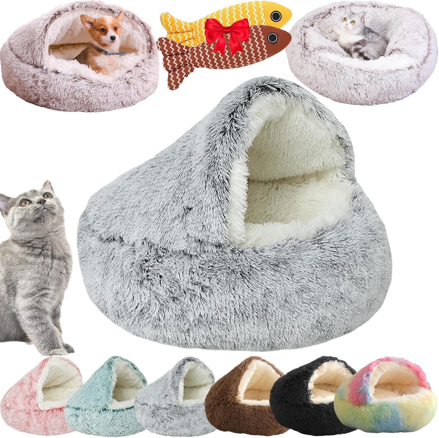 Olvys Cozy Cocoon Dog Bed, Olvys Hooded Pet Bed, Soft Warm Cozy Pet ...