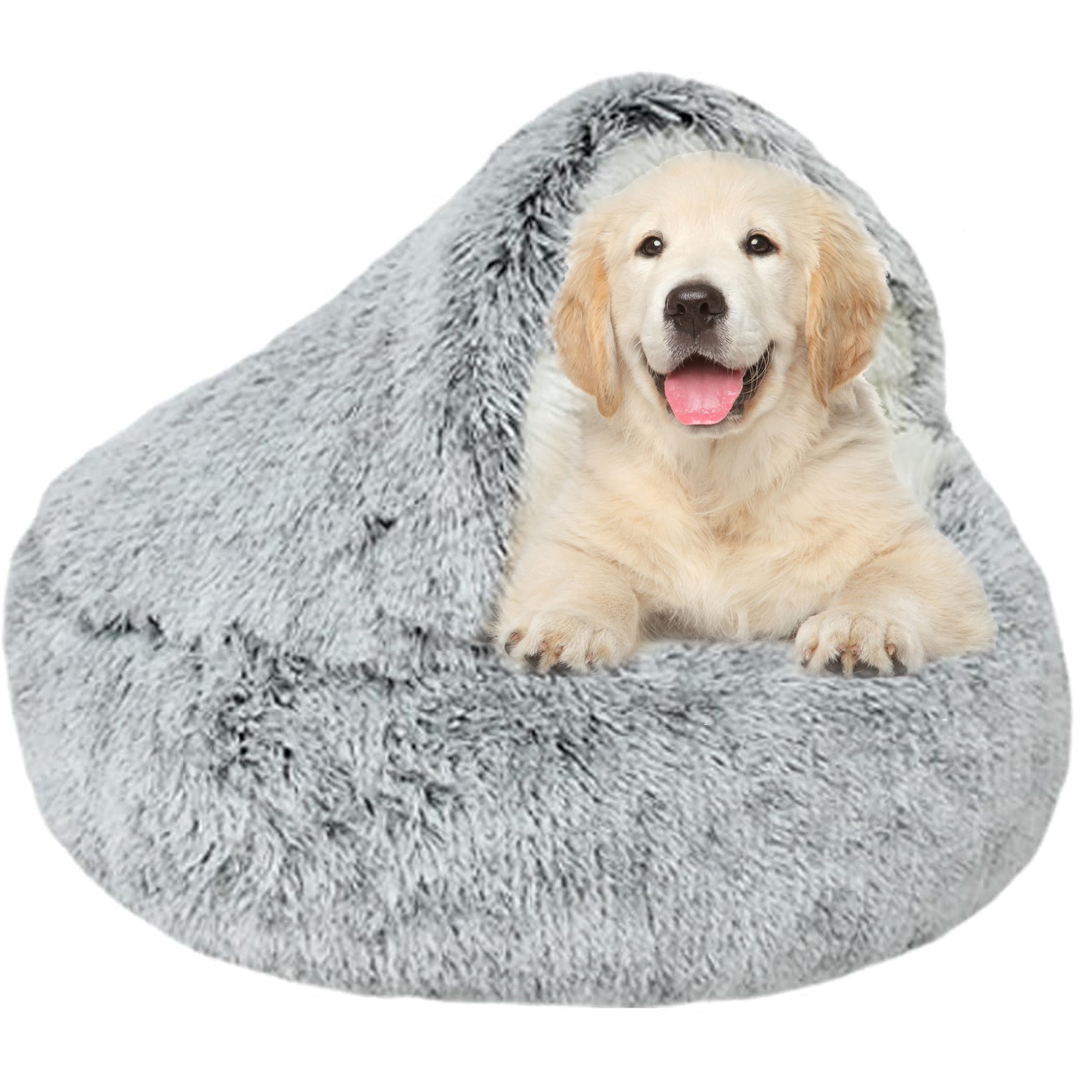 Olvys Plush Donut Cuddler Dog Bed - Medium 30-inch Calming Cocoon Bed ...