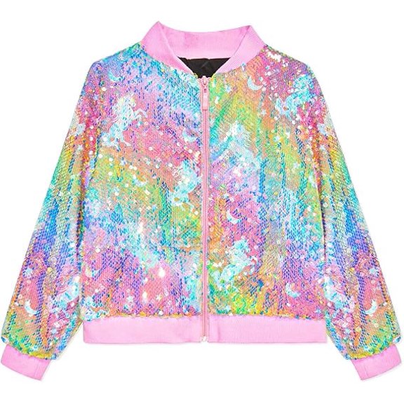 2Bunnies Girls' Spectrum Spark Sequin Bomber Jacket - Walmart.com