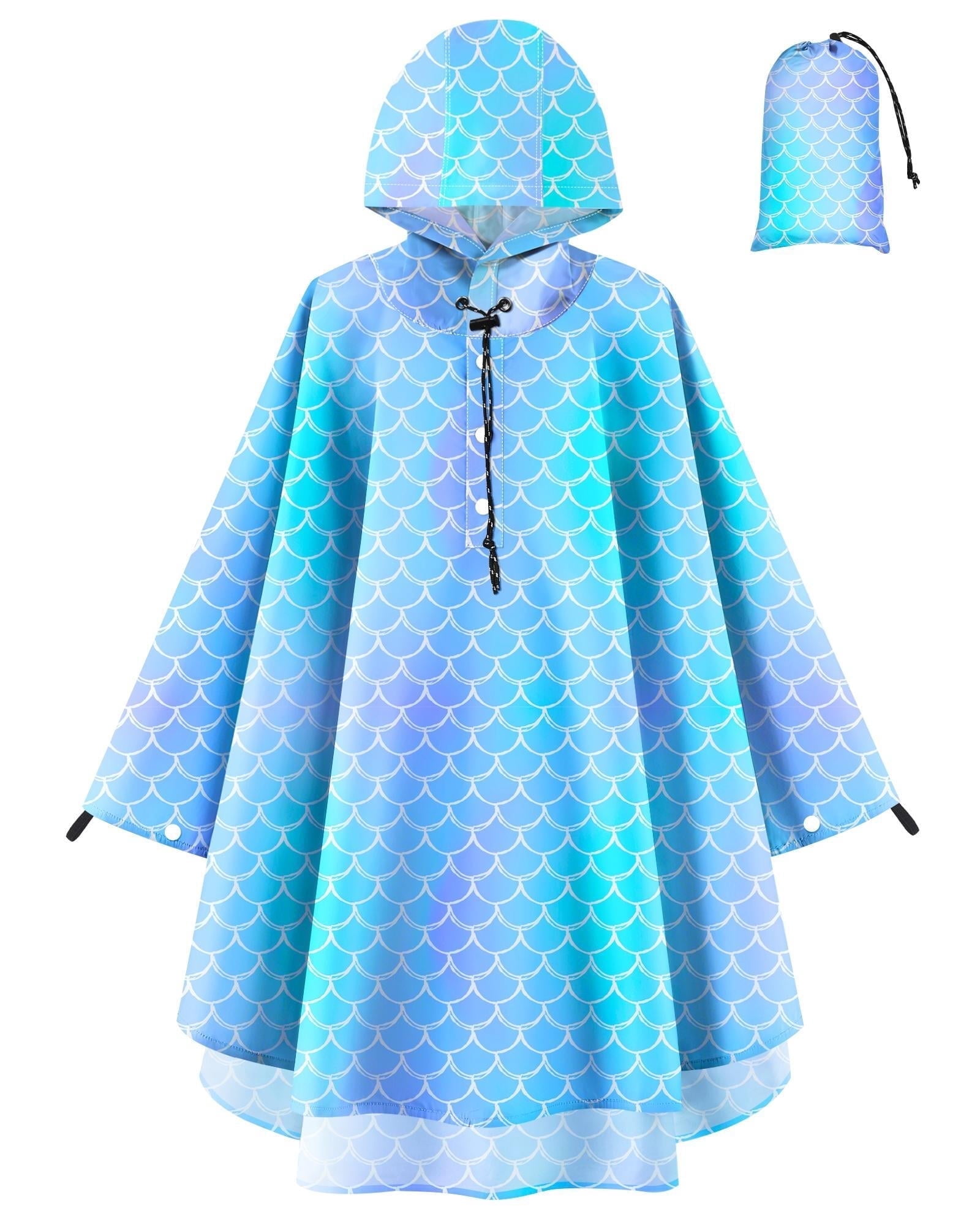 OlyPegic Kids Rain Poncho with Hooded Reusable Waterproof Lightweight ...