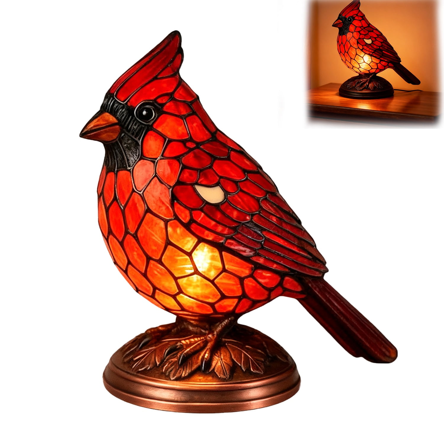 Olygee Cardinal Lamp, Fanyil Sheremart Pubyfun Tiffany Bird Stained ...