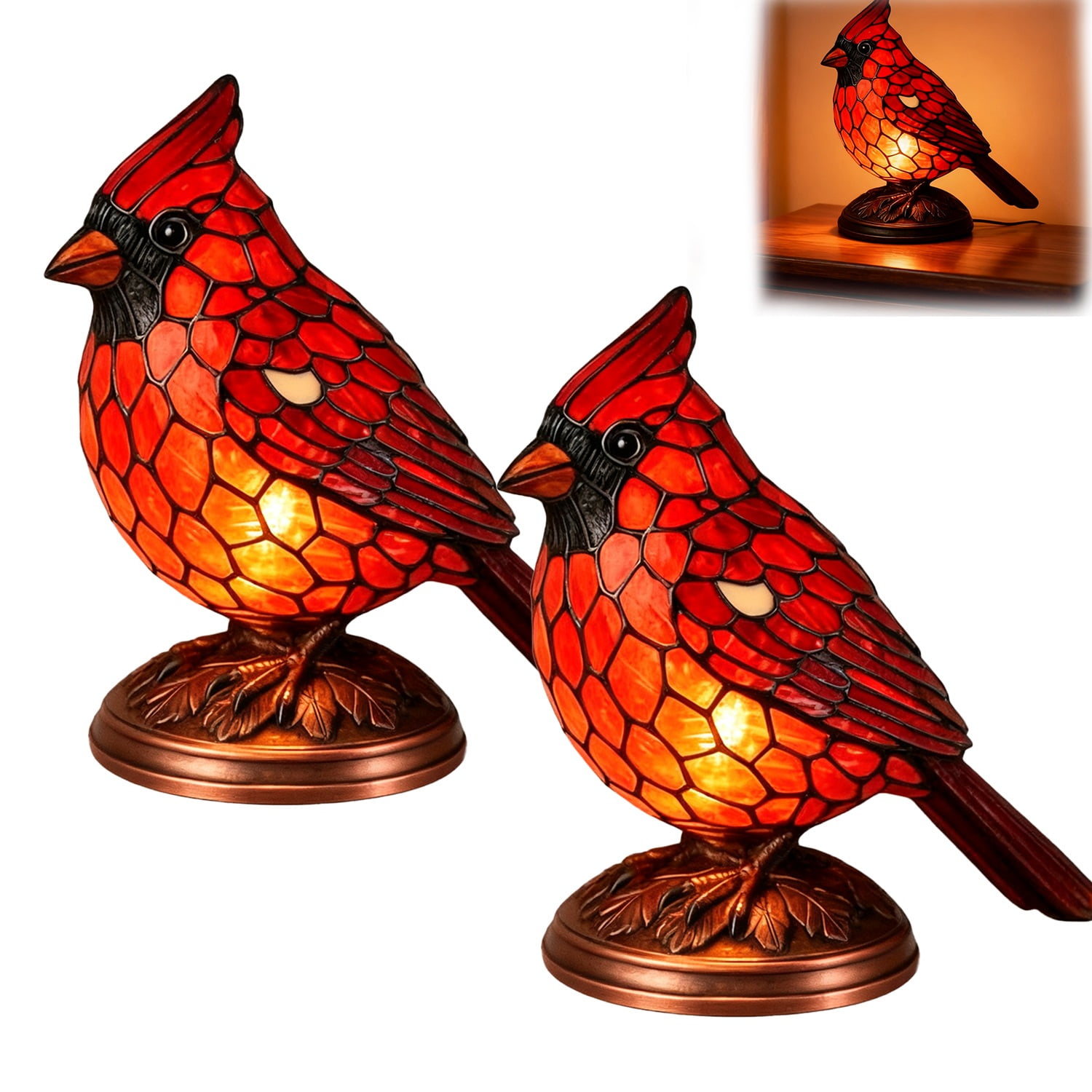 Olygee Cardinal Lamp, Fanyil Sheremart Pubyfun Tiffany Bird Stained ...