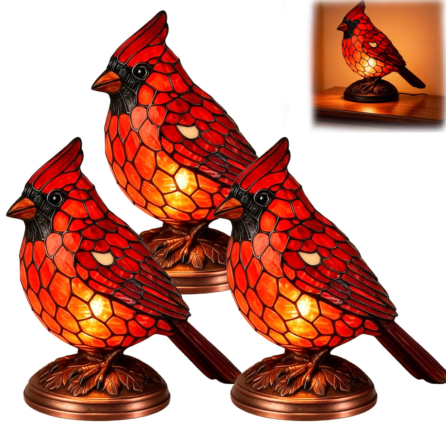 Olygee Cardinal Lamp, Fanyil Sheremart Pubyfun Tiffany Bird Stained ...
