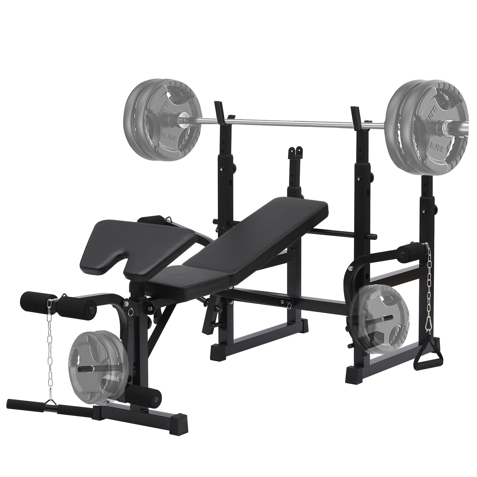 Olym-picWeight Bench, Adjustable Bench Press Rack with 2 Squat Rack ...