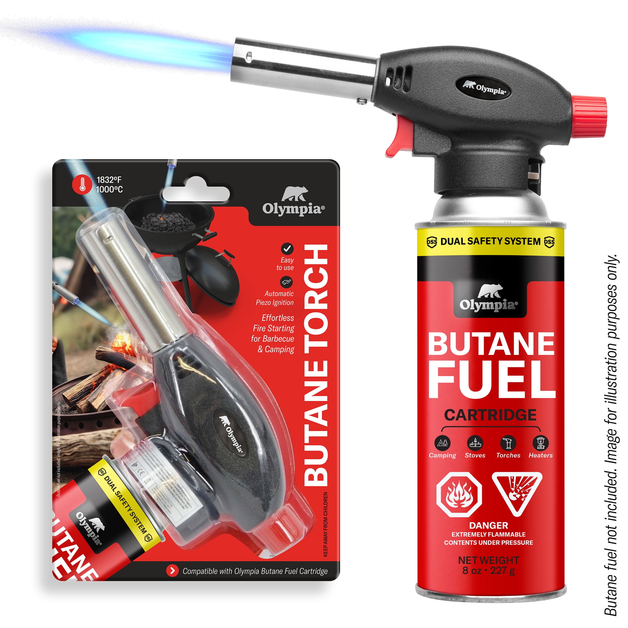 Olympia Butane Torch for Outdoor Use, Adjustable Flame, 8 oz ...