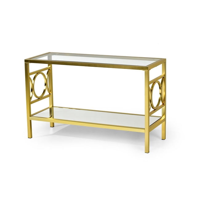 Olympia Glass Top Console Table in Gold Chrome - Walmart.com