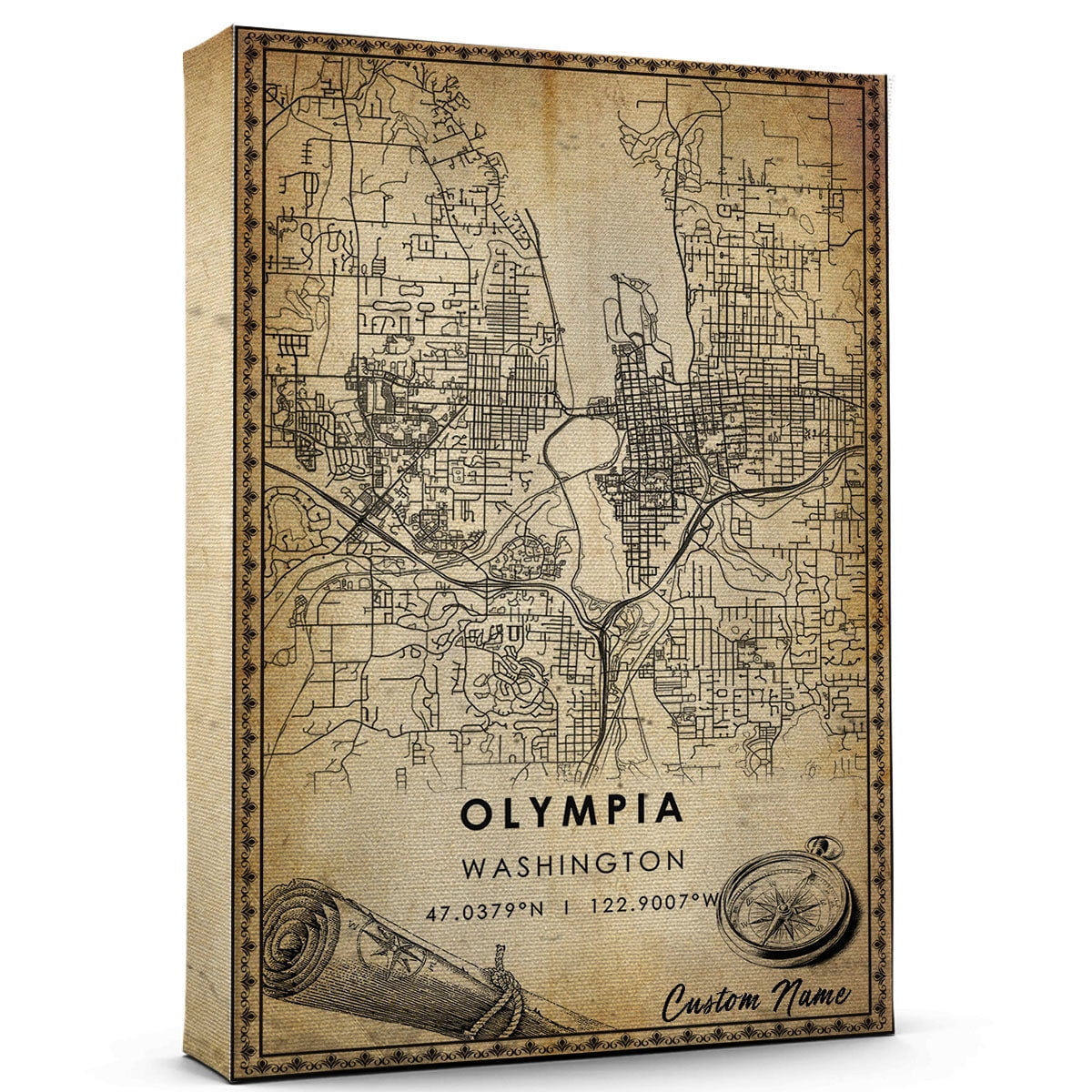 Olympia Map Poster, Washington Map Art Poster, Canvas, Olympia Map City ...