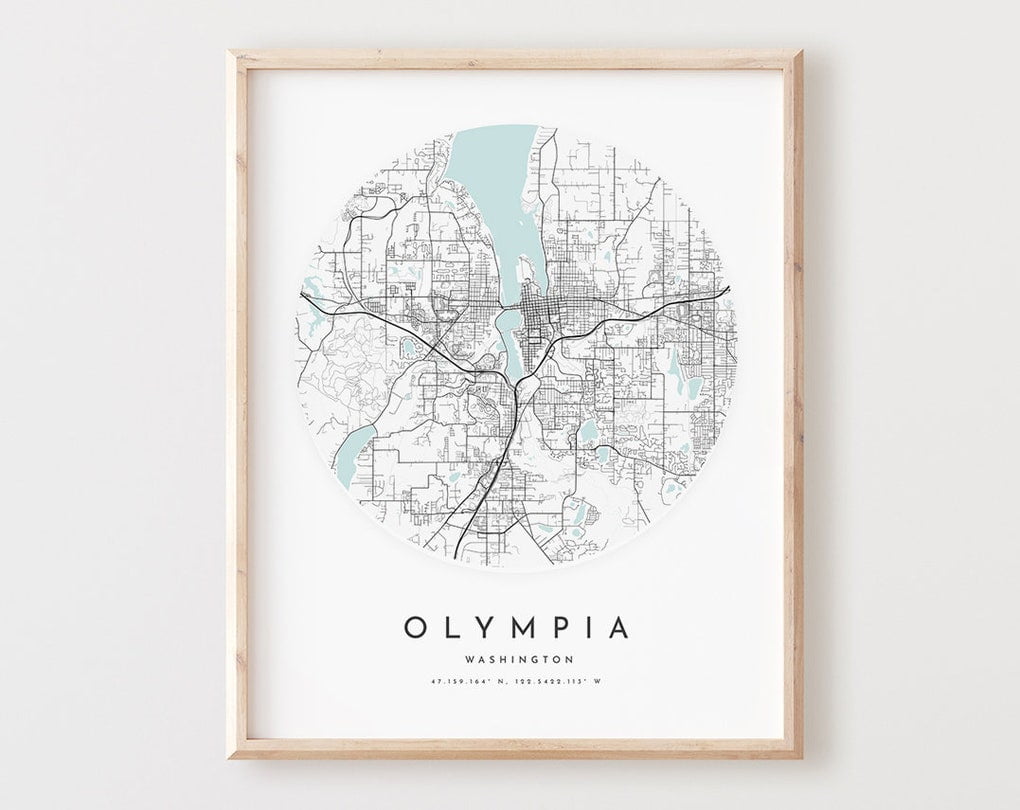 Olympia Map Print, Olympia Map Poster City Wall Art, Wa Road Map ...