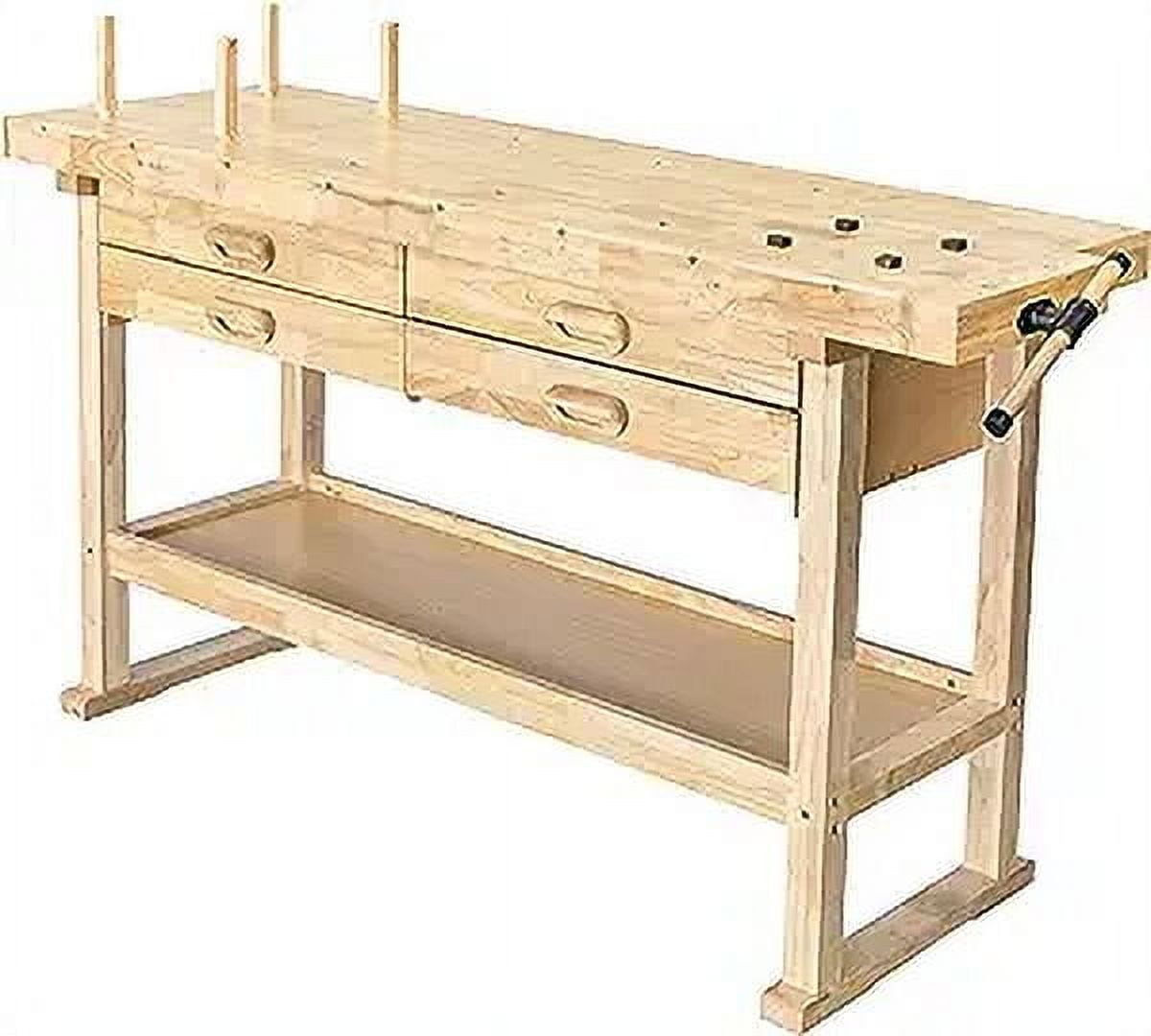 Olympia Tools Large 60-inch Rubberwood Workbench With Built-in Wooden ...