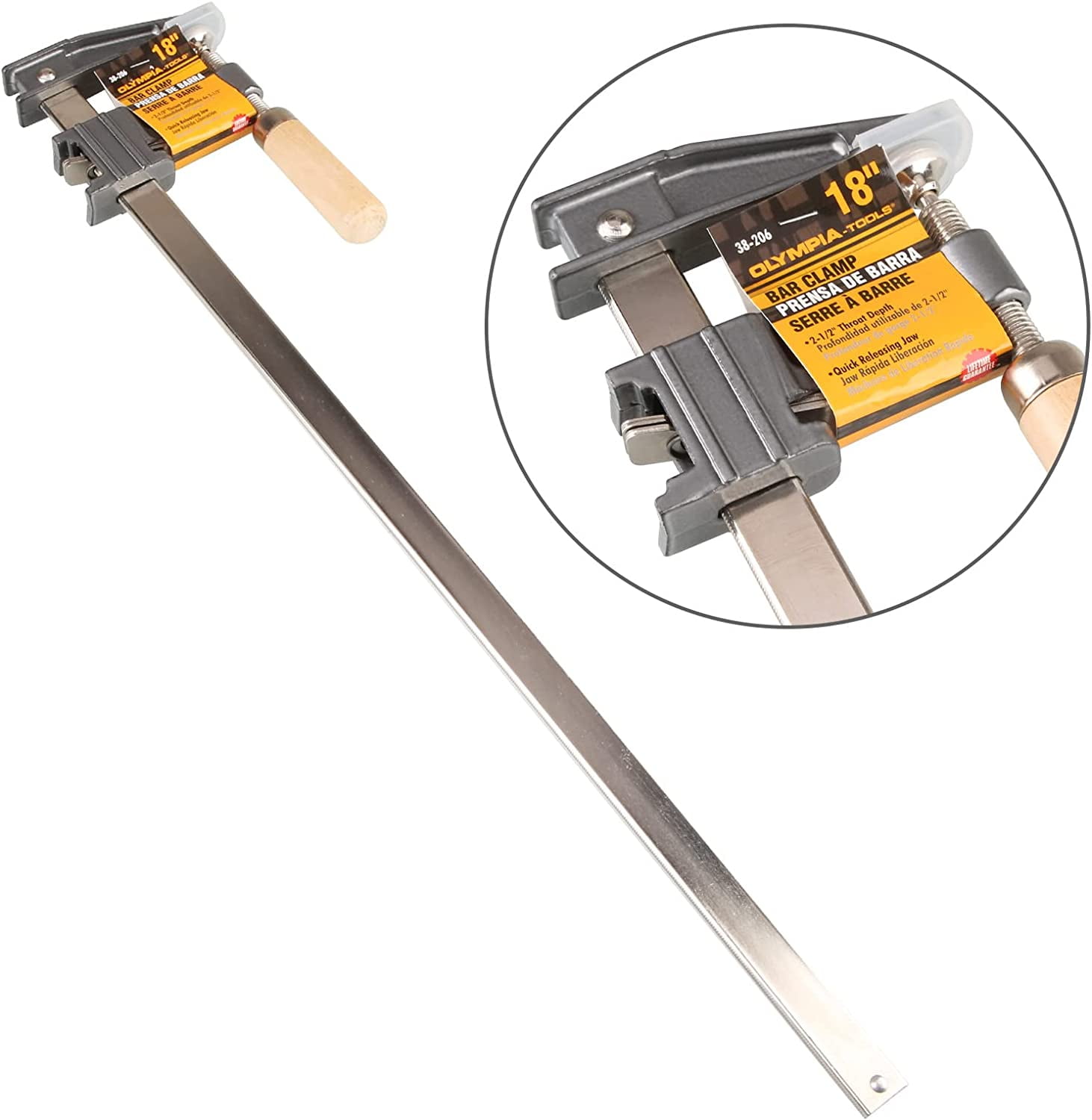 Olympia Tools Metal Quick-Release Bar Clamp, 18 x 2.5 in - Walmart.com