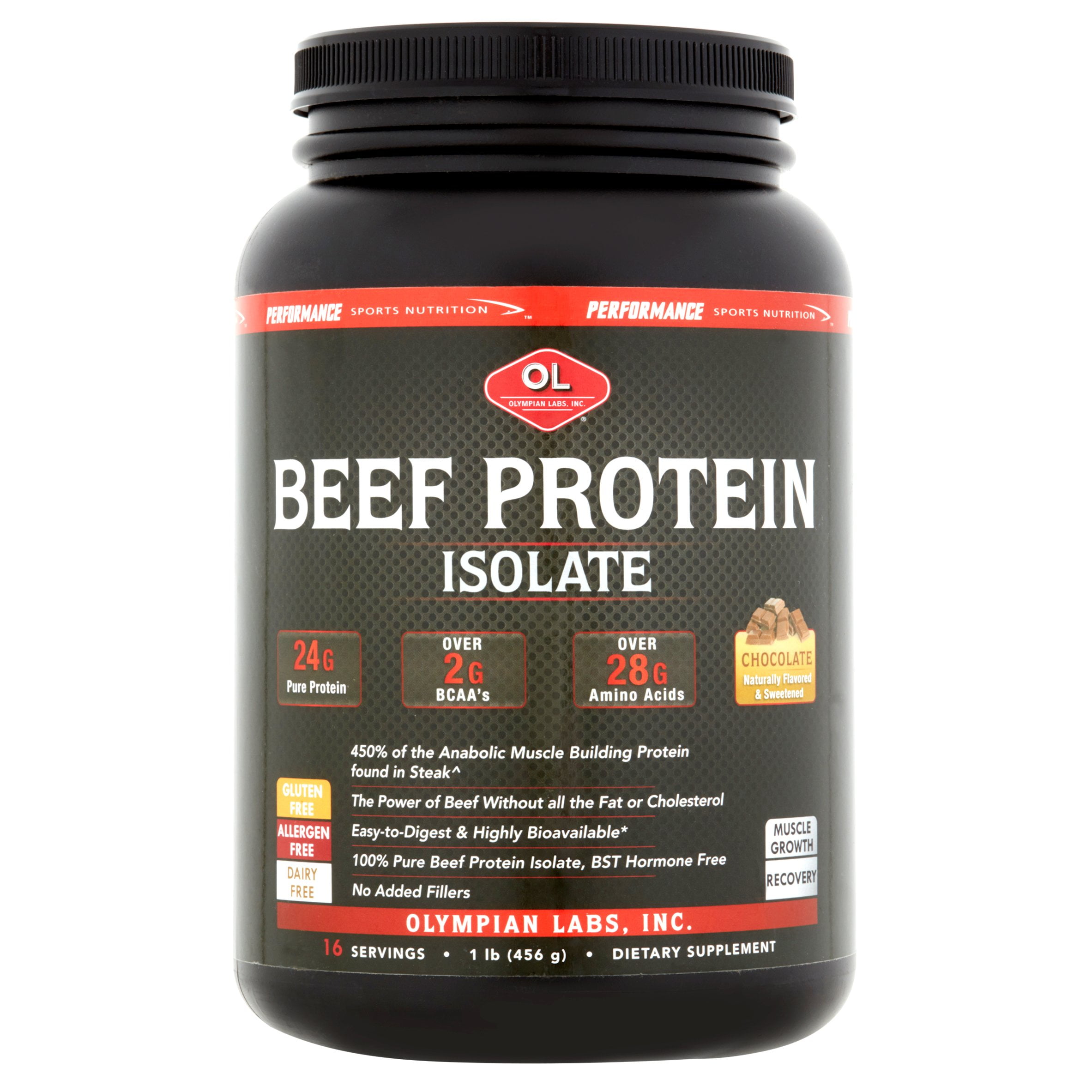 Olympian Labs Chocolate Beef Protein Isolate, Hormone-Free, 1 lb ...