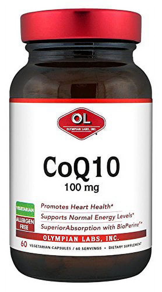 Olympian Labs Coenzyme CoQ10 with Bioperine, 100mg 60 Capsules, Heart ...
