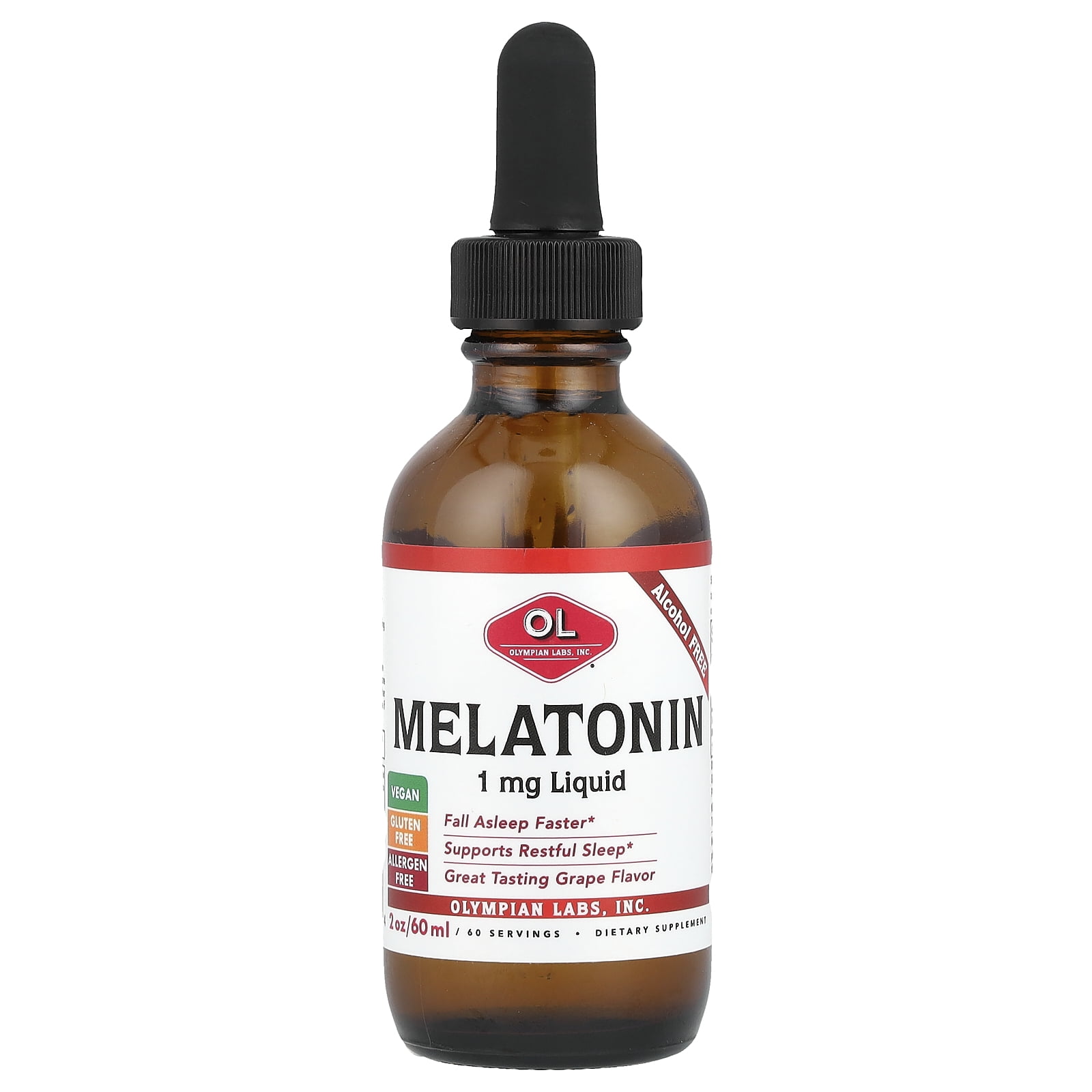 Olympian Labs Melatonin, Grape Flavor, 1 mg, Alcohol Free, Sleep Aid, 2 ...
