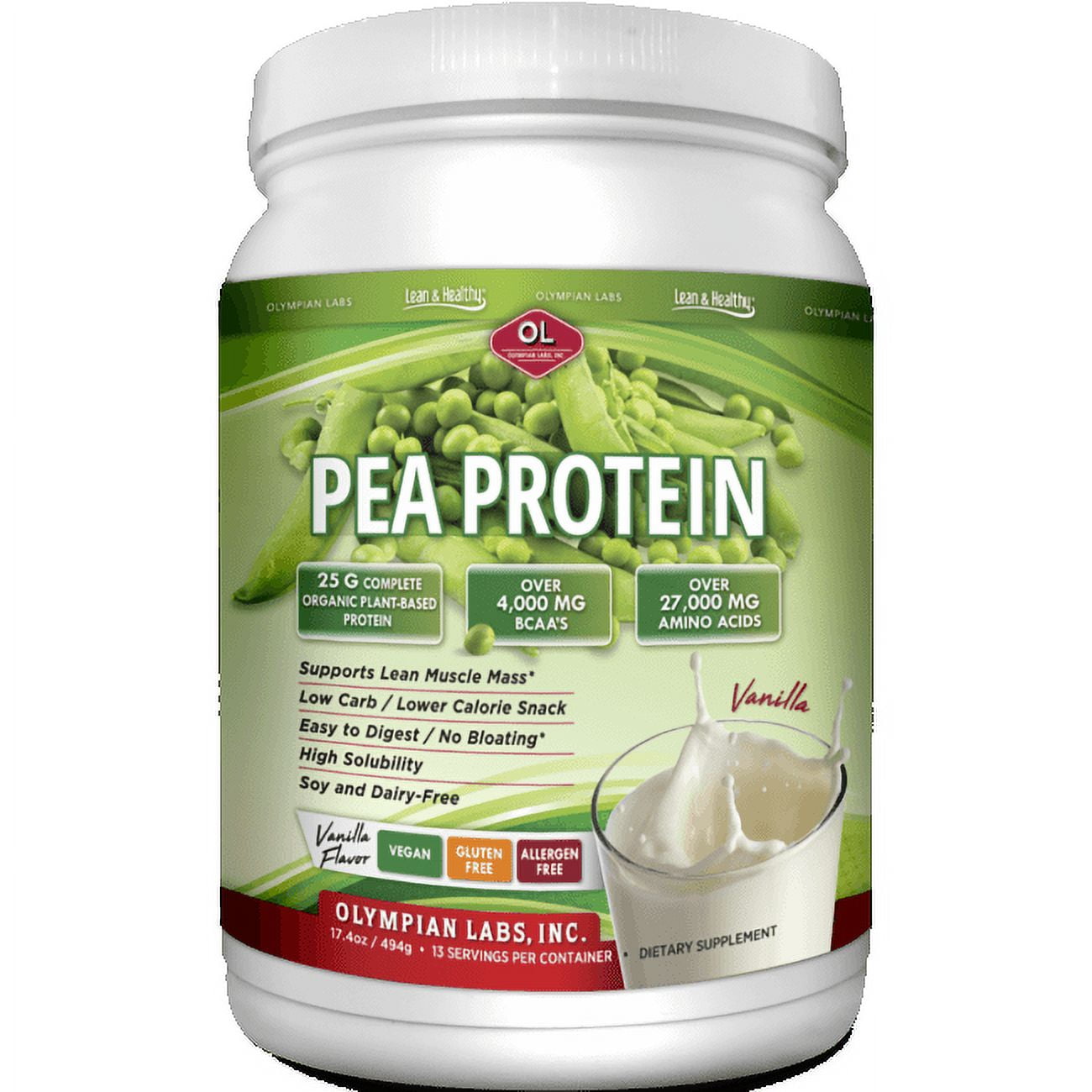 Olympian Labs Vanilla Pea Protein Dietary Supplement, 17.4 oz - Walmart.com