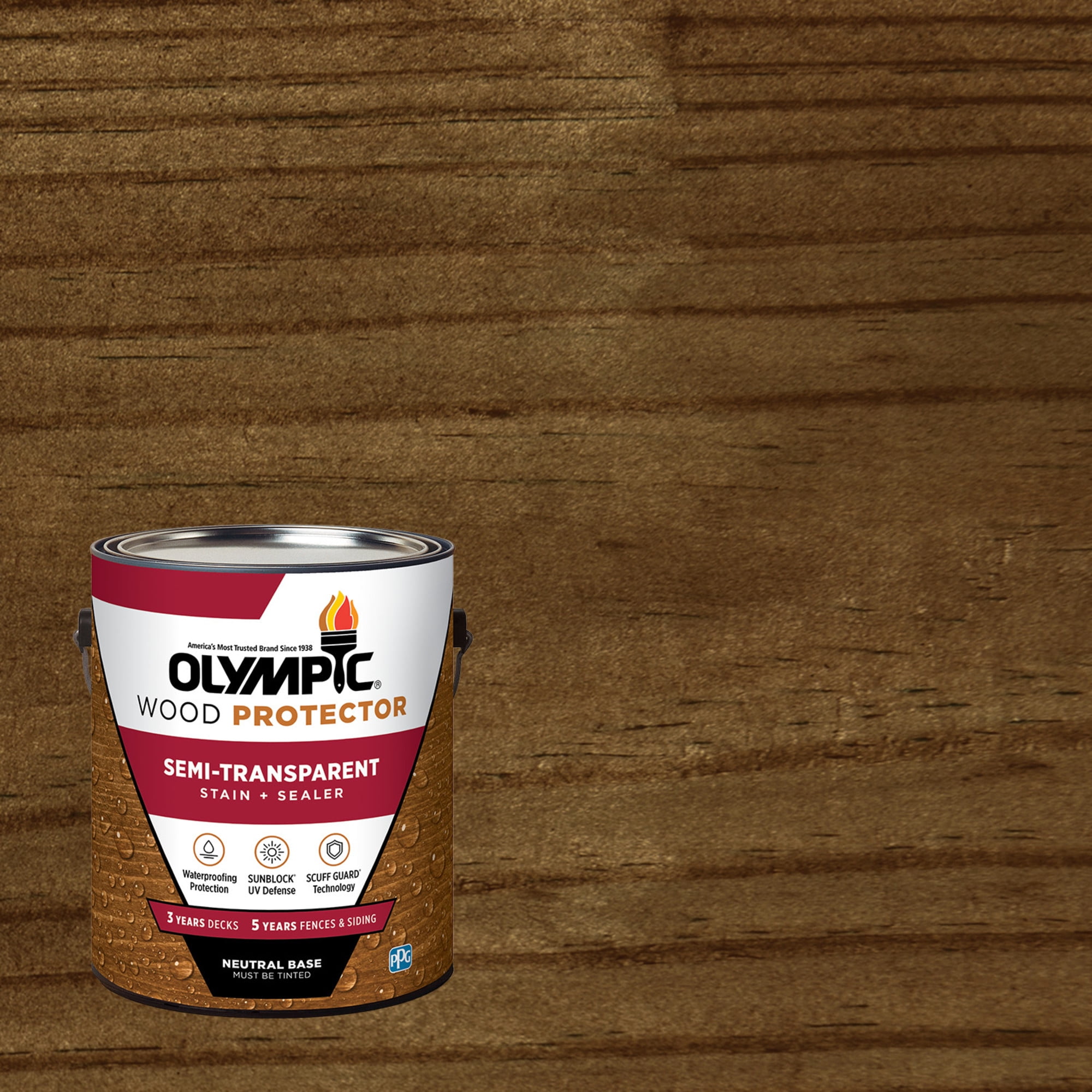 Olympic 1 Gallon ST-2002 Black Walnut Exterior Semi-Transparent Wood ...