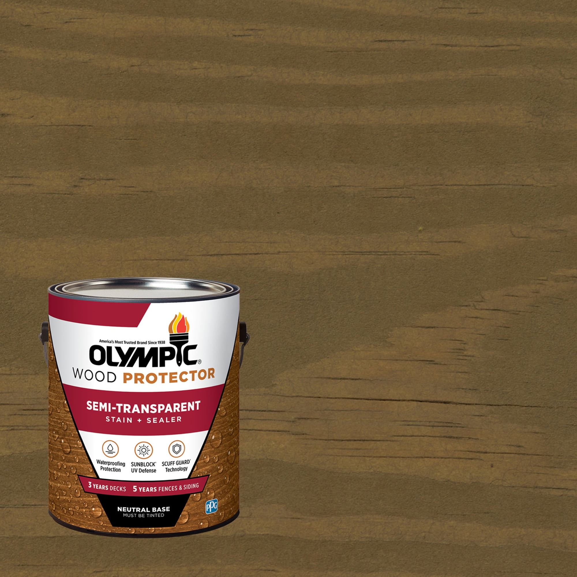 Olympic 1 Gallon ST-2009 Dark Ash Exterior Semi-Transparent Wood ...