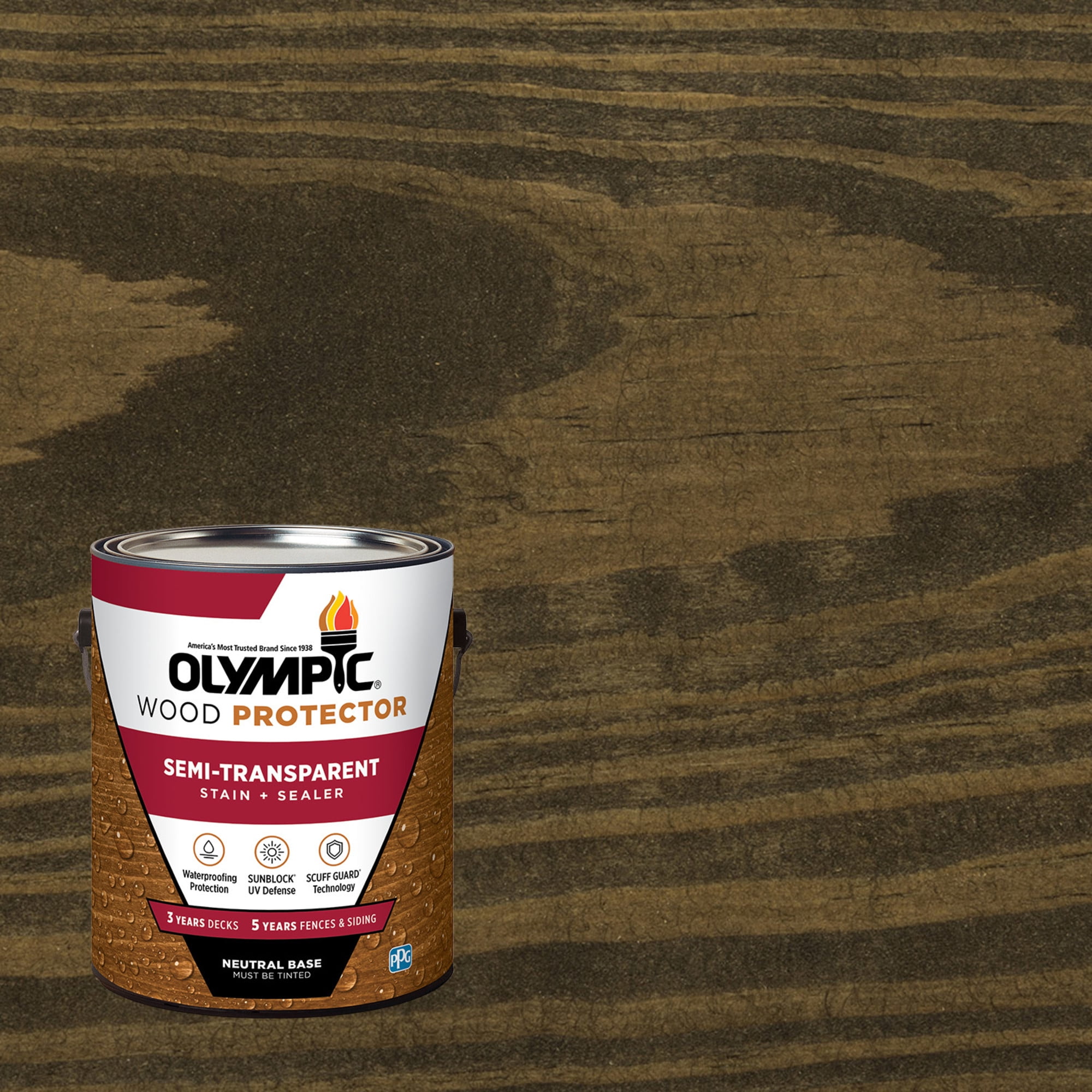 Olympic 1 Gallon ST-2014 Ebony Exterior Semi-Transparent Wood Protector ...